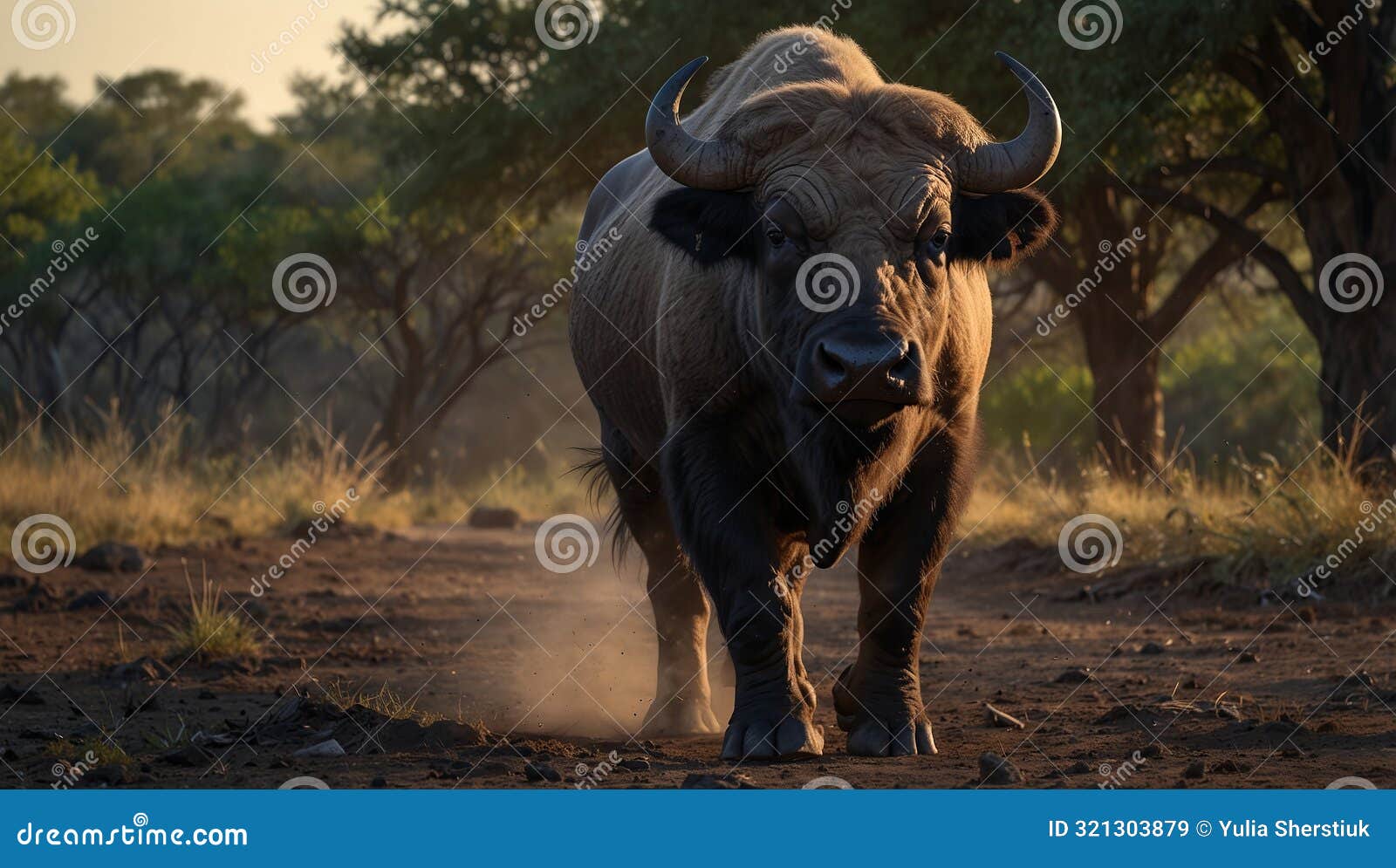 Out of the Dark Steps a Cape Buffalo, Kruger Park. 2d Style Stock Image ...
