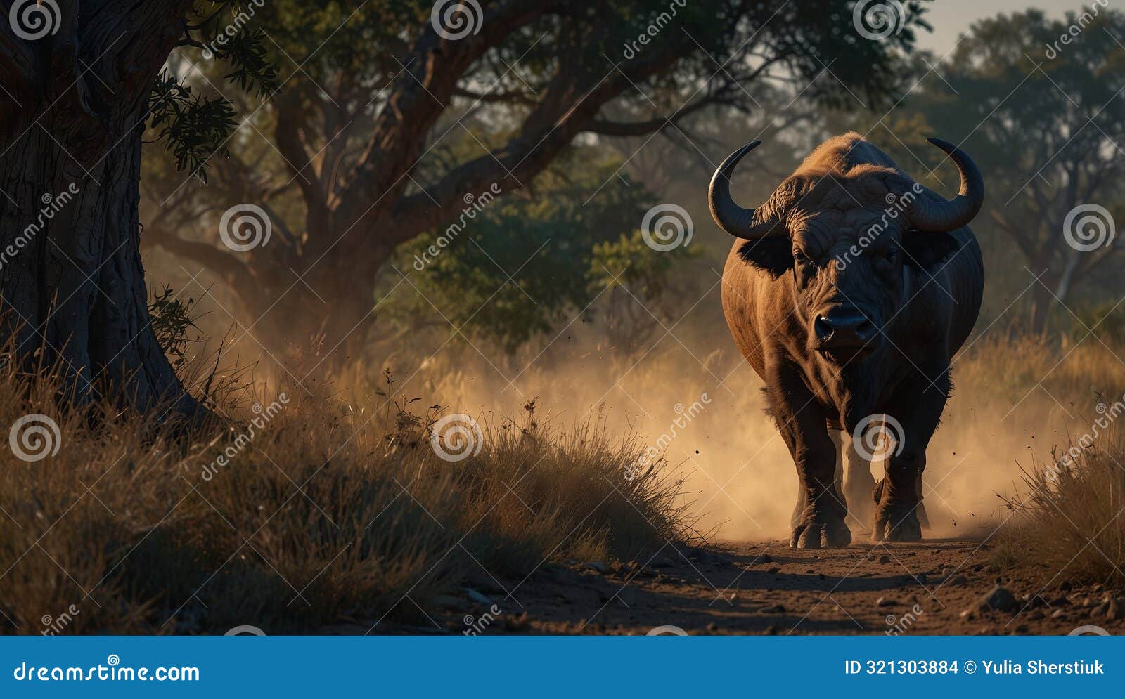 Out of the Dark Steps a Cape Buffalo, Kruger Park. 2d Style Stock Photo ...