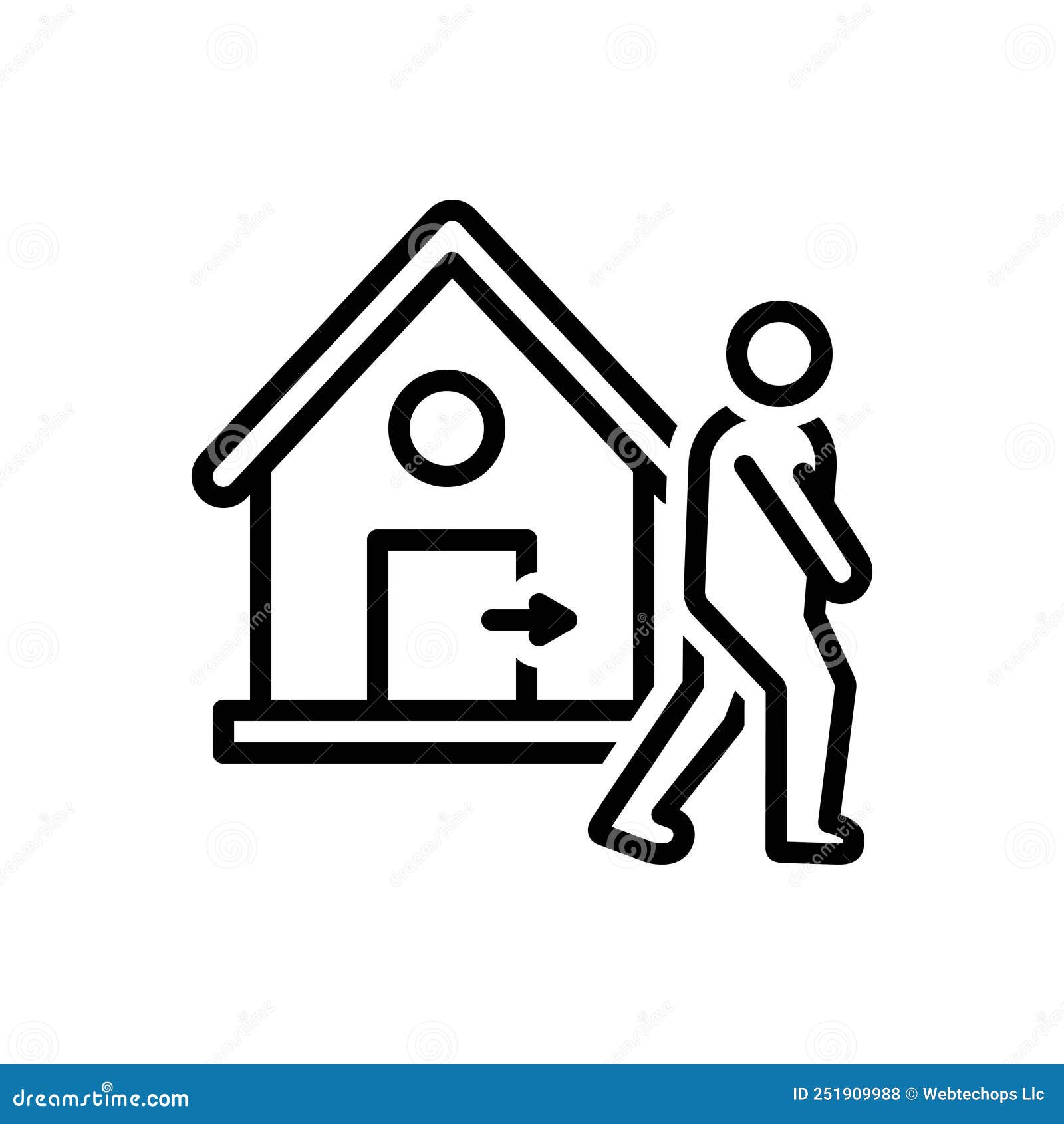 Black Line Icon for Out, House and Draw Stock Illustration ...