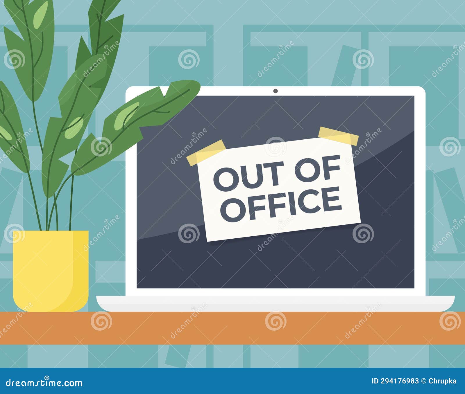 Out of Office Message on the Laptop Screen Stock Vector - Illustration ...
