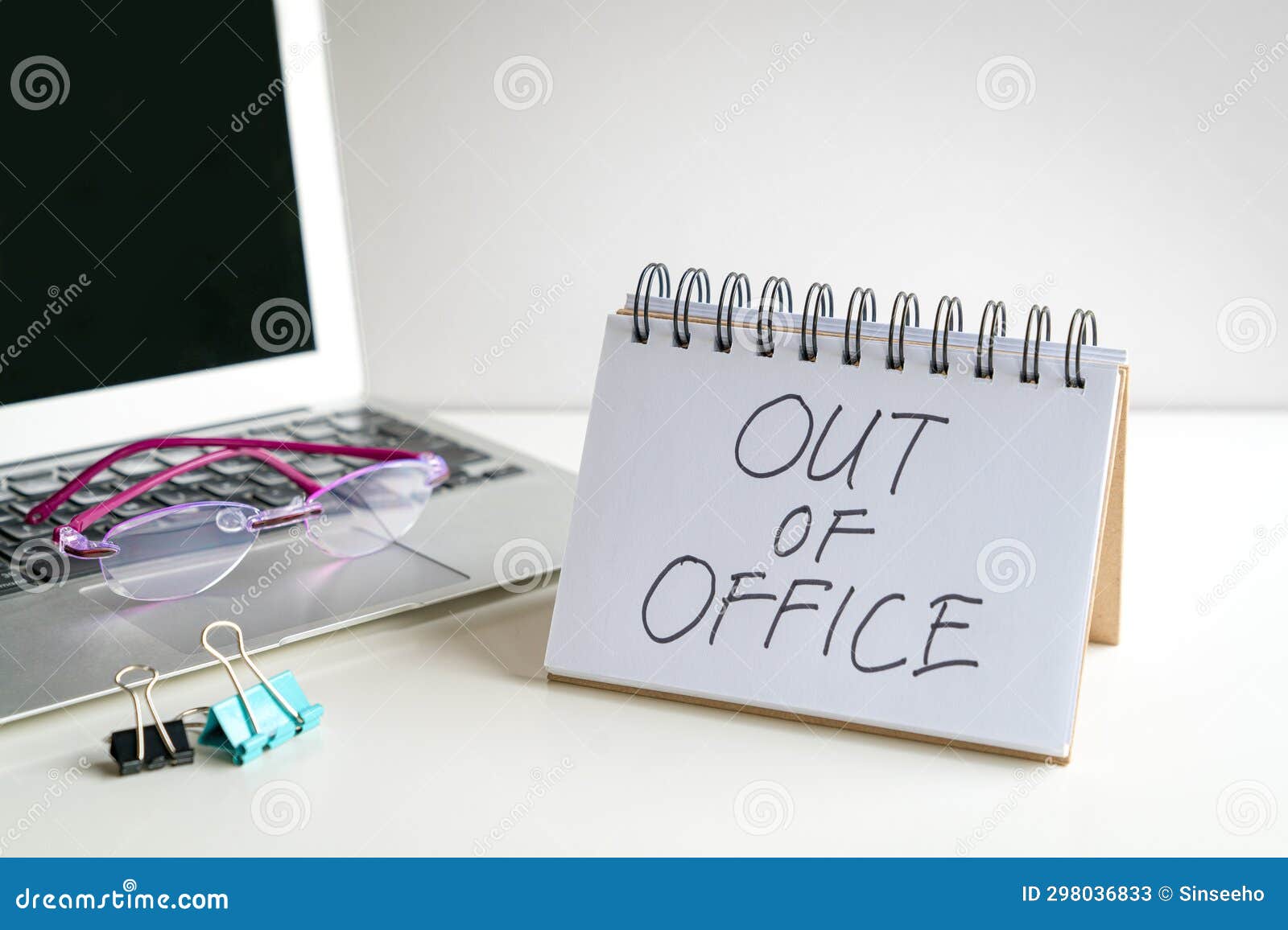 Out of Office, Message Next To Computer Laptop Stock Image - Image of ...