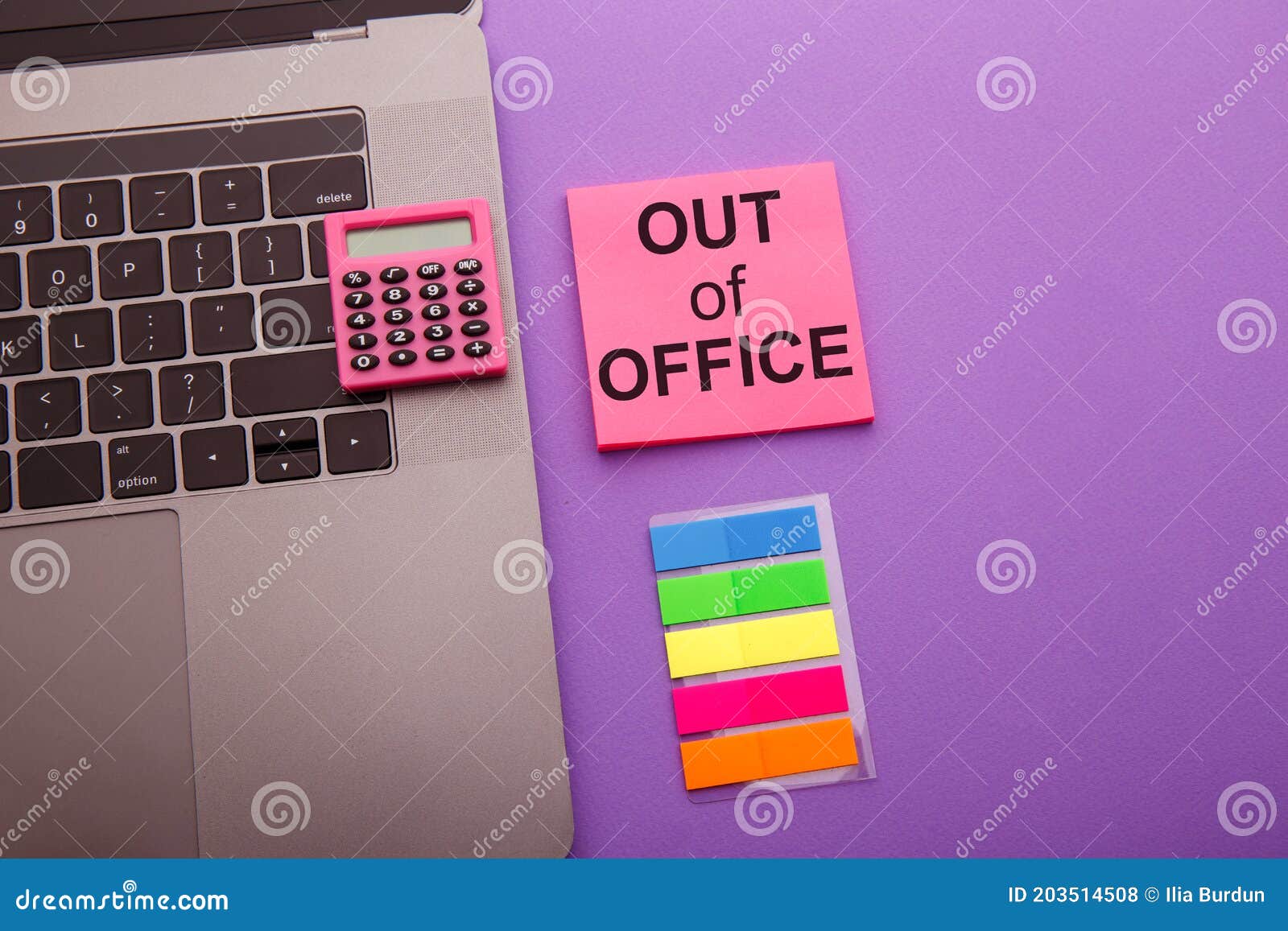 Out of Office - Message on Pink Sticky Note on Work Table Stock Photo ...