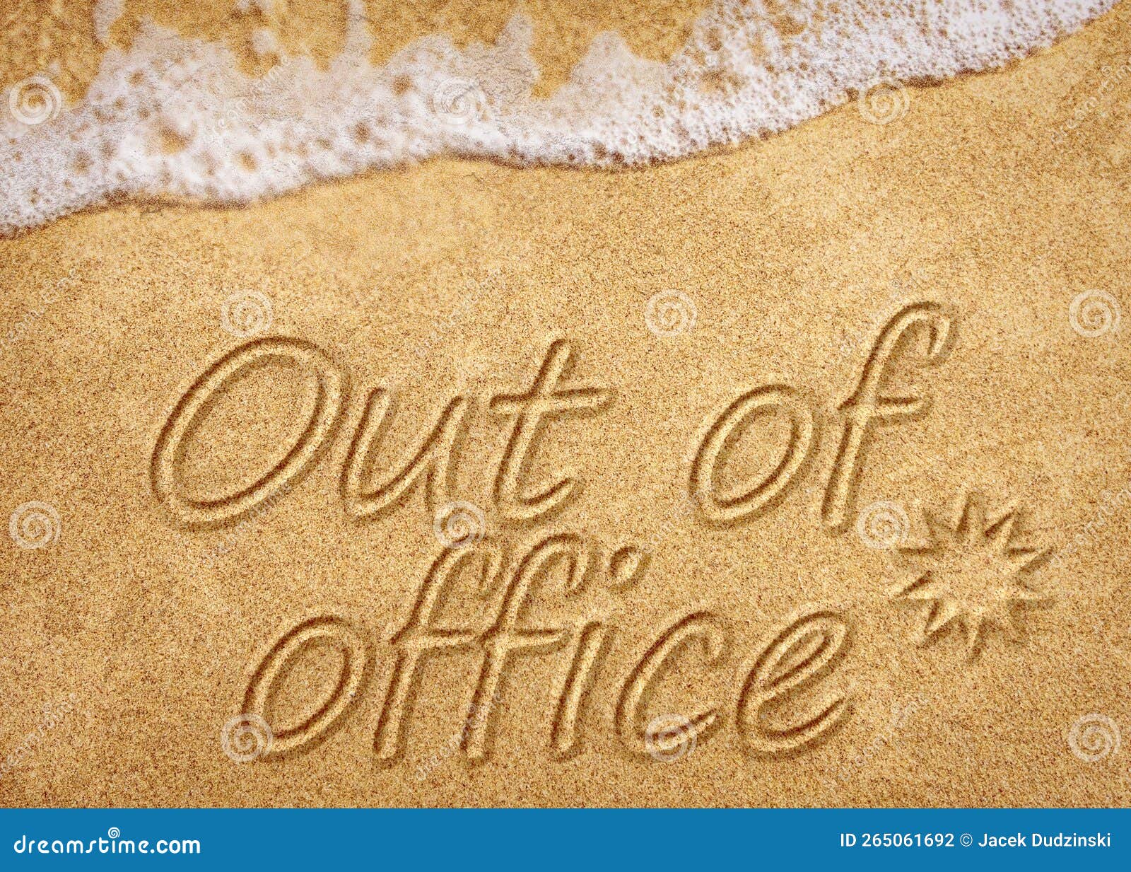 Out of Office Sign on Beach Sand Stock Photo - Image of coastal ...