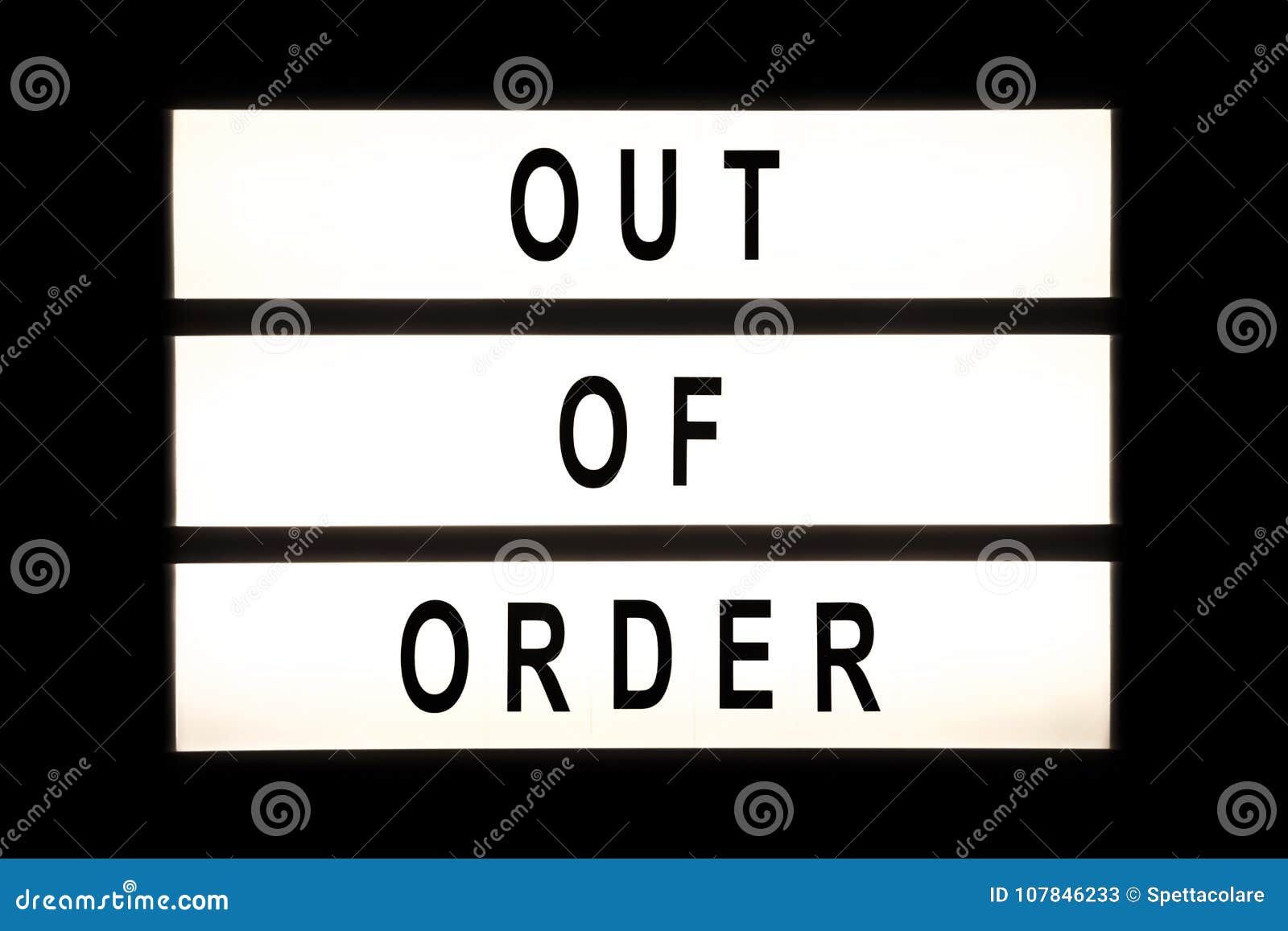 Out of Order Hanging Light Box Stock Image - Image of light ...