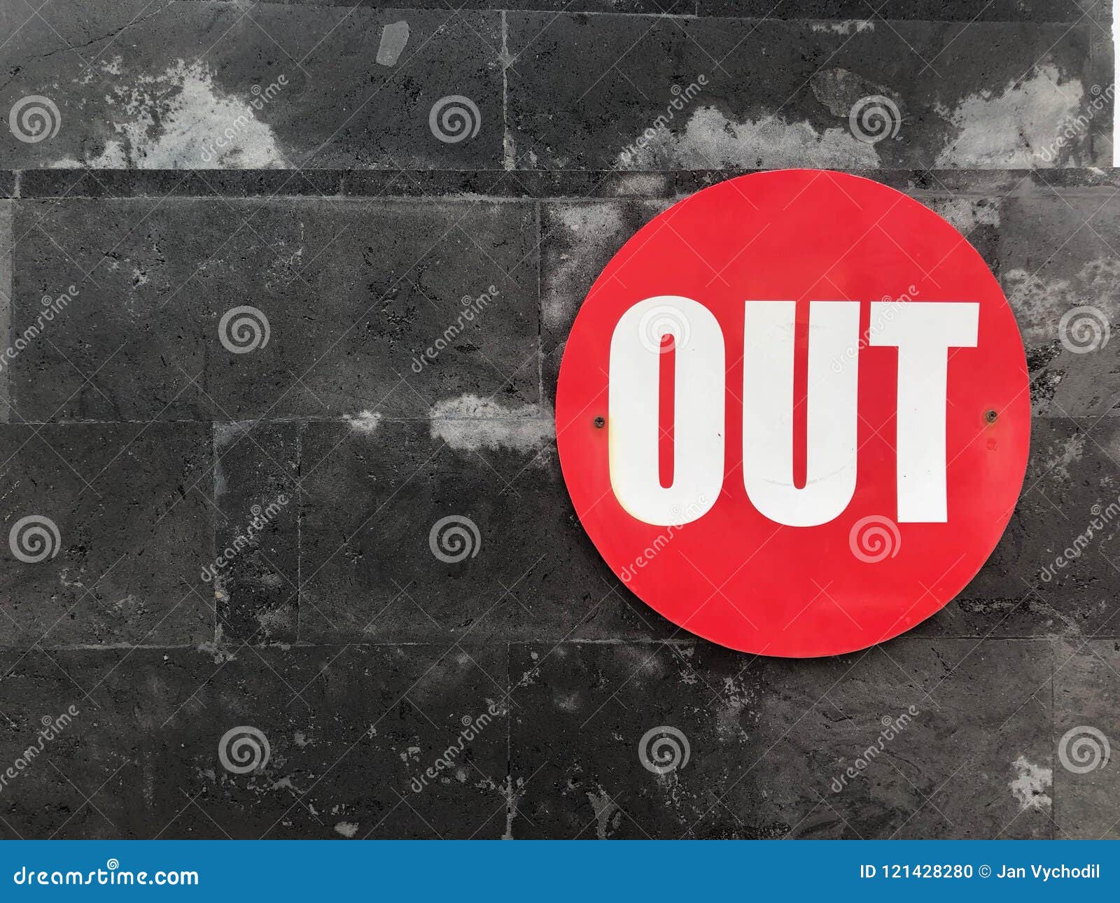 Out red sign stock photo. Image of stone, bricks, lava - 121428280