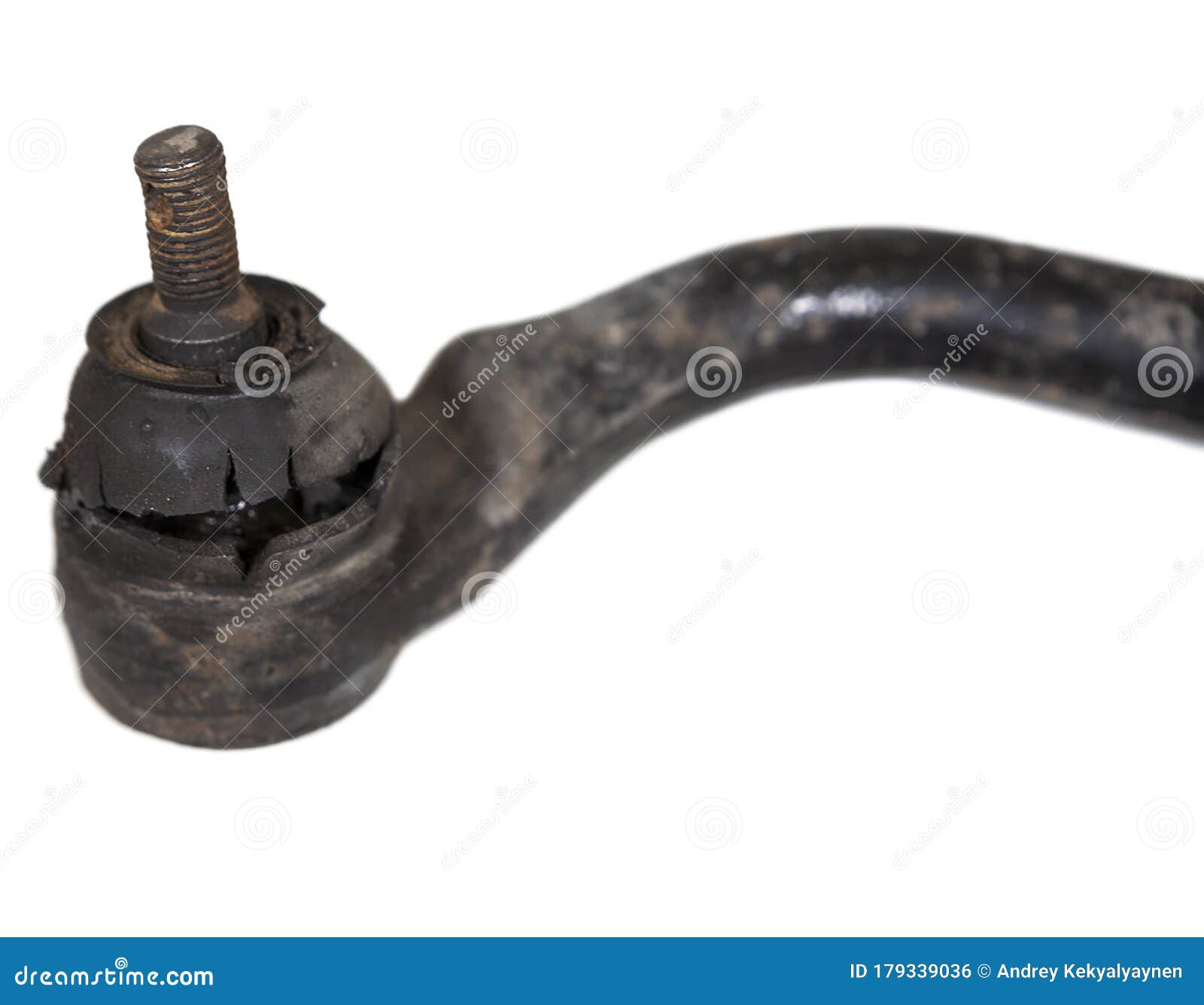 Out-of-service One Rusty Tie Rod End with Old Cut Rubber, Isolated on a ...