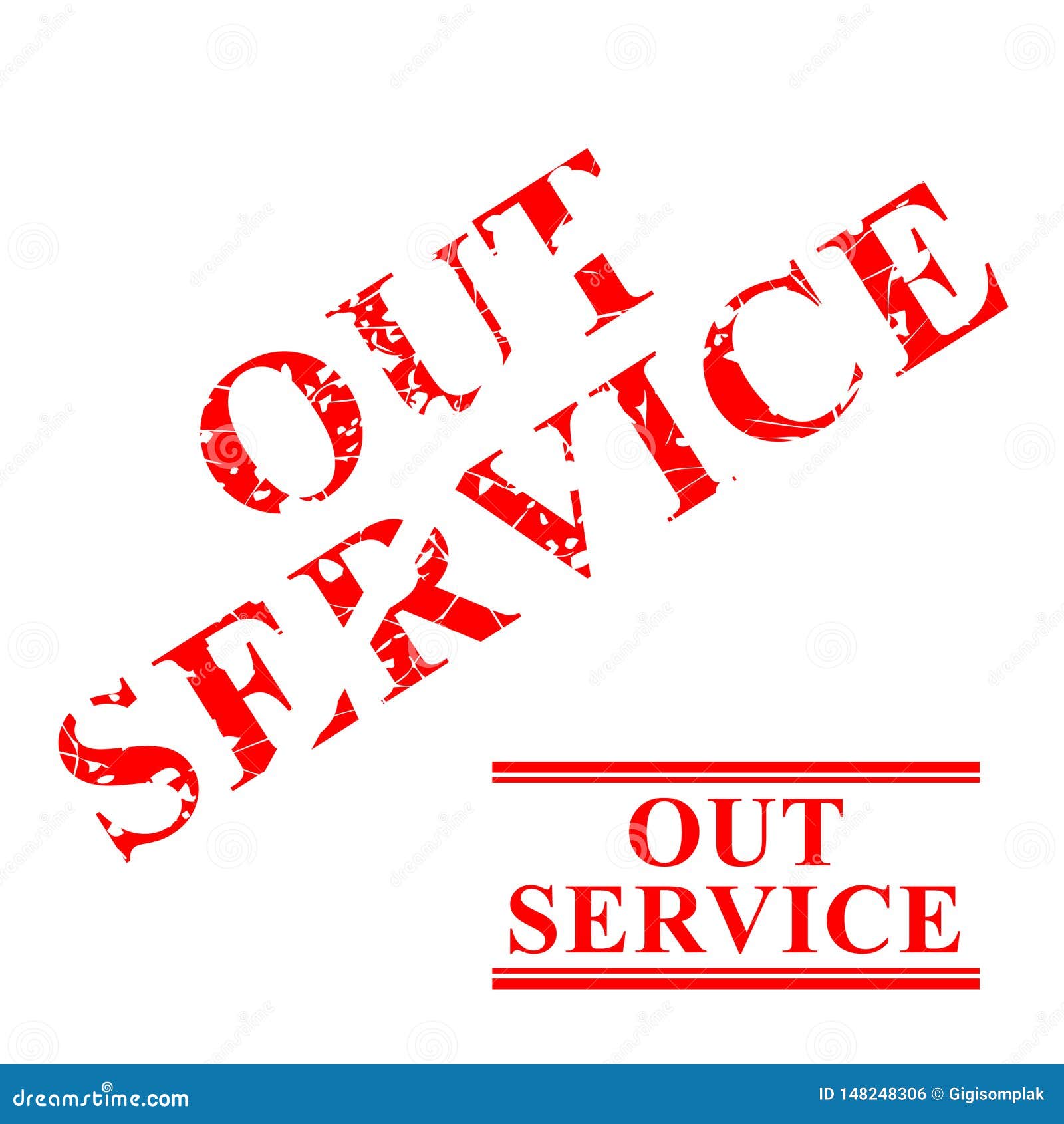 Out of Service, 2 Style Streak Red Rubber Stamp Stock Vector ...