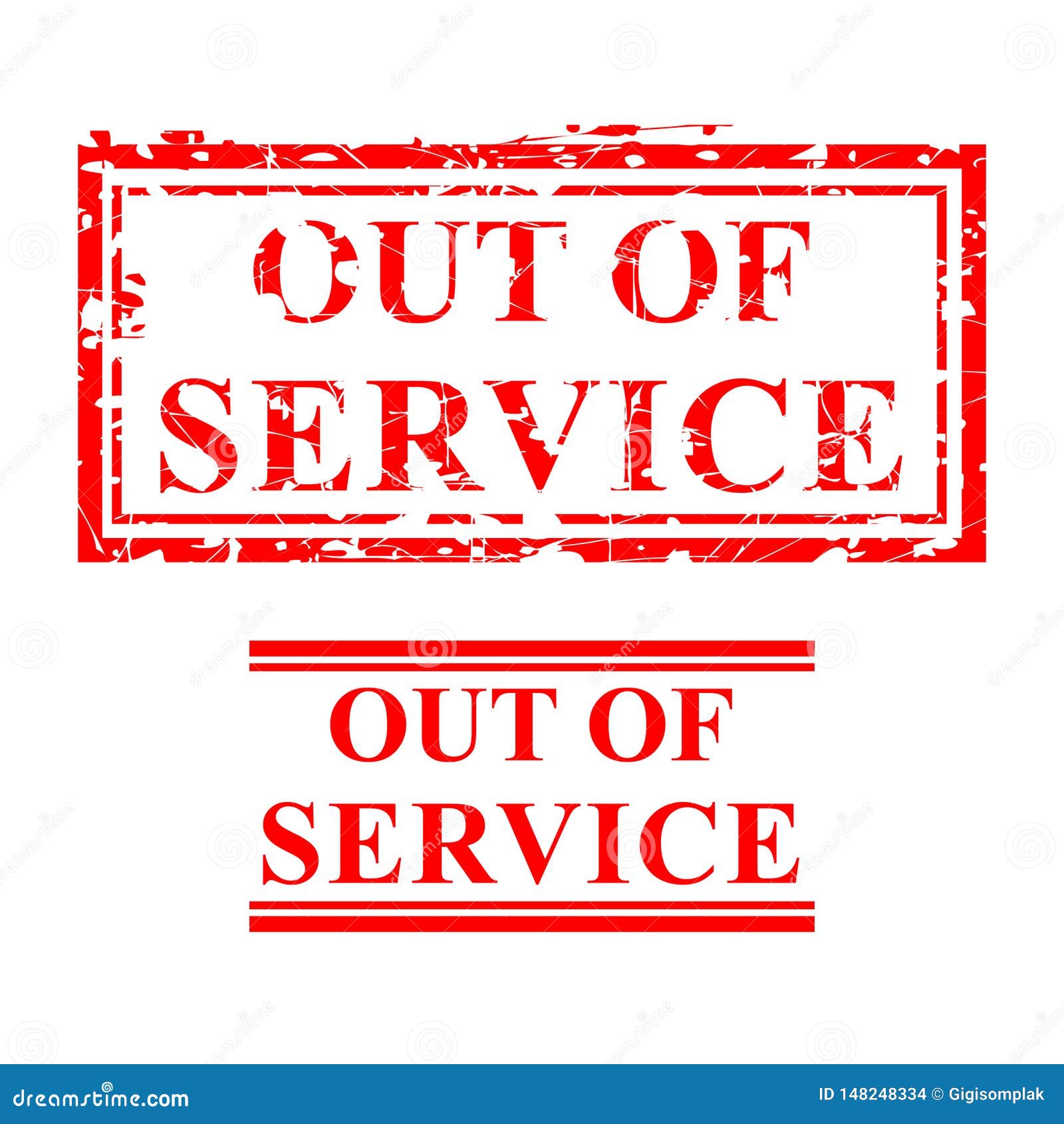 Out of Service, 2 Style Streak Red Rubber Stamp Stock Illustration ...