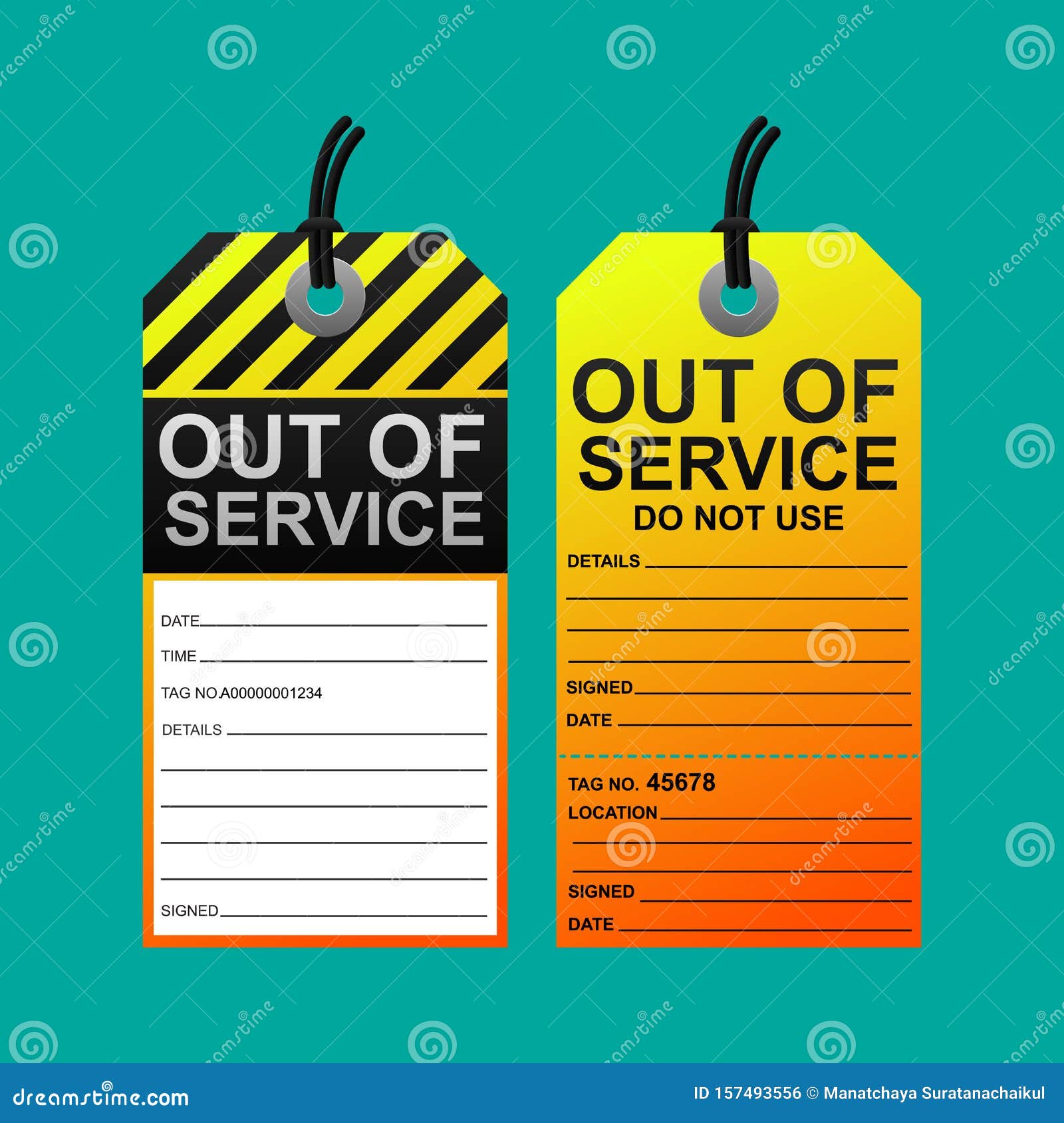 Out of service tag. stock illustration. Illustration of mistake - 157493556