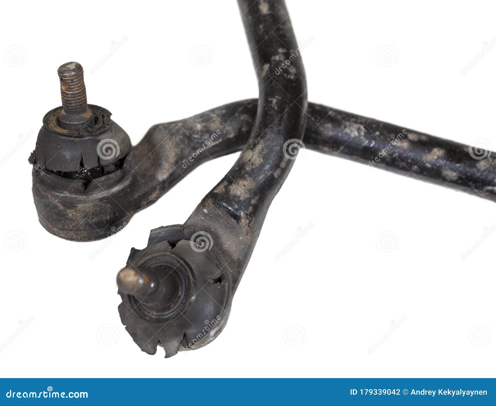Out-of-service Two Rusty Tie Rod Ends with Old Broken Rubber, Isolated ...