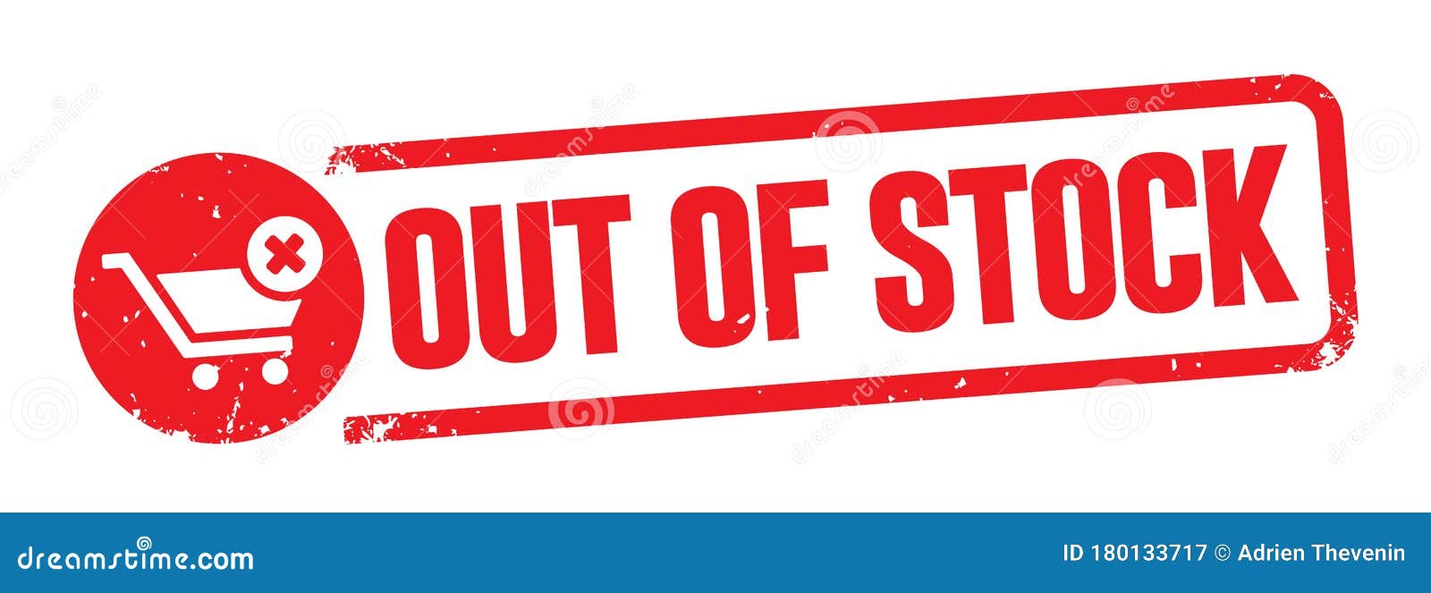 Out of Stock Banner - Red Buffer - White Background Vector Illustration ...