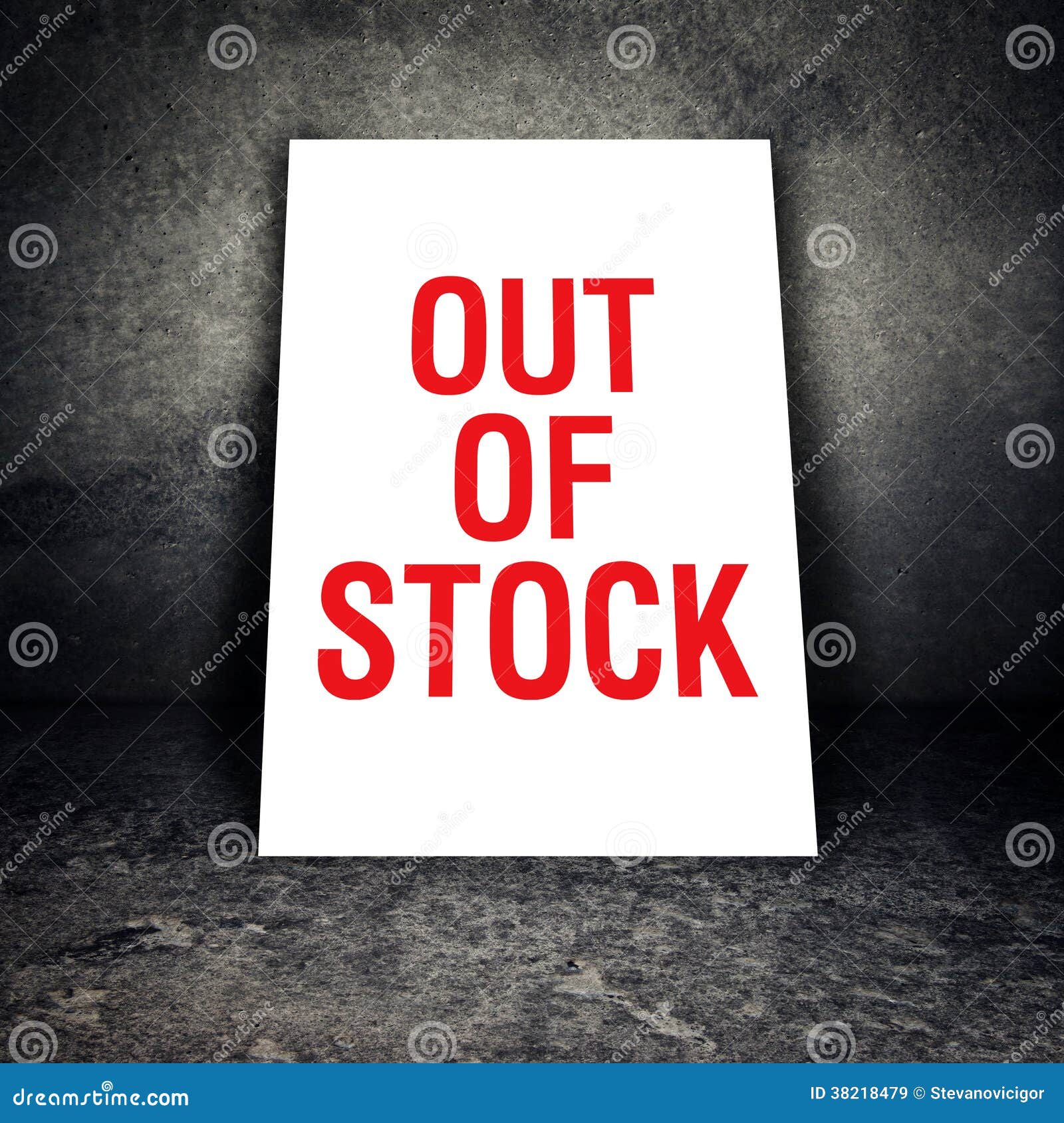 Out of Stock Sign Leaning on the Wall Stock Image - Image of garage ...