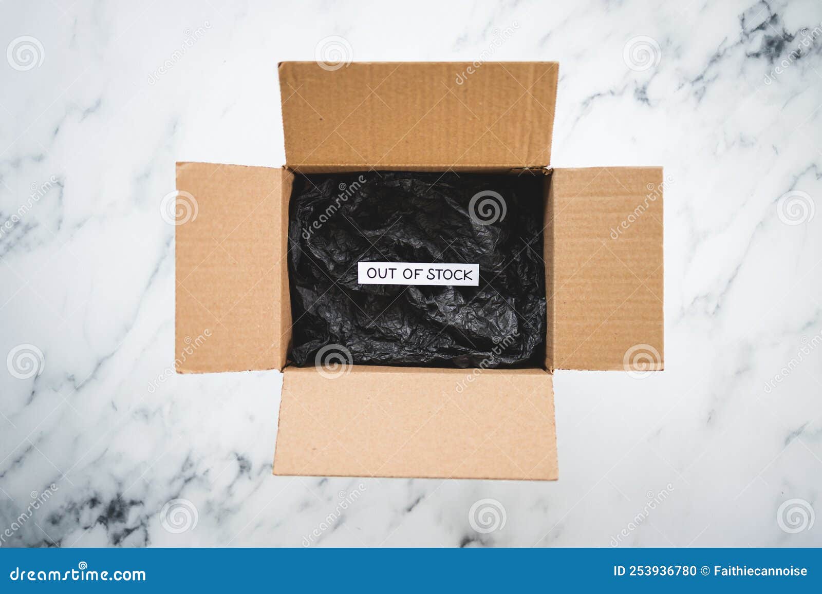 Out of Stock Text Inside of Empty Delivery Parcel, Supply Chain ...