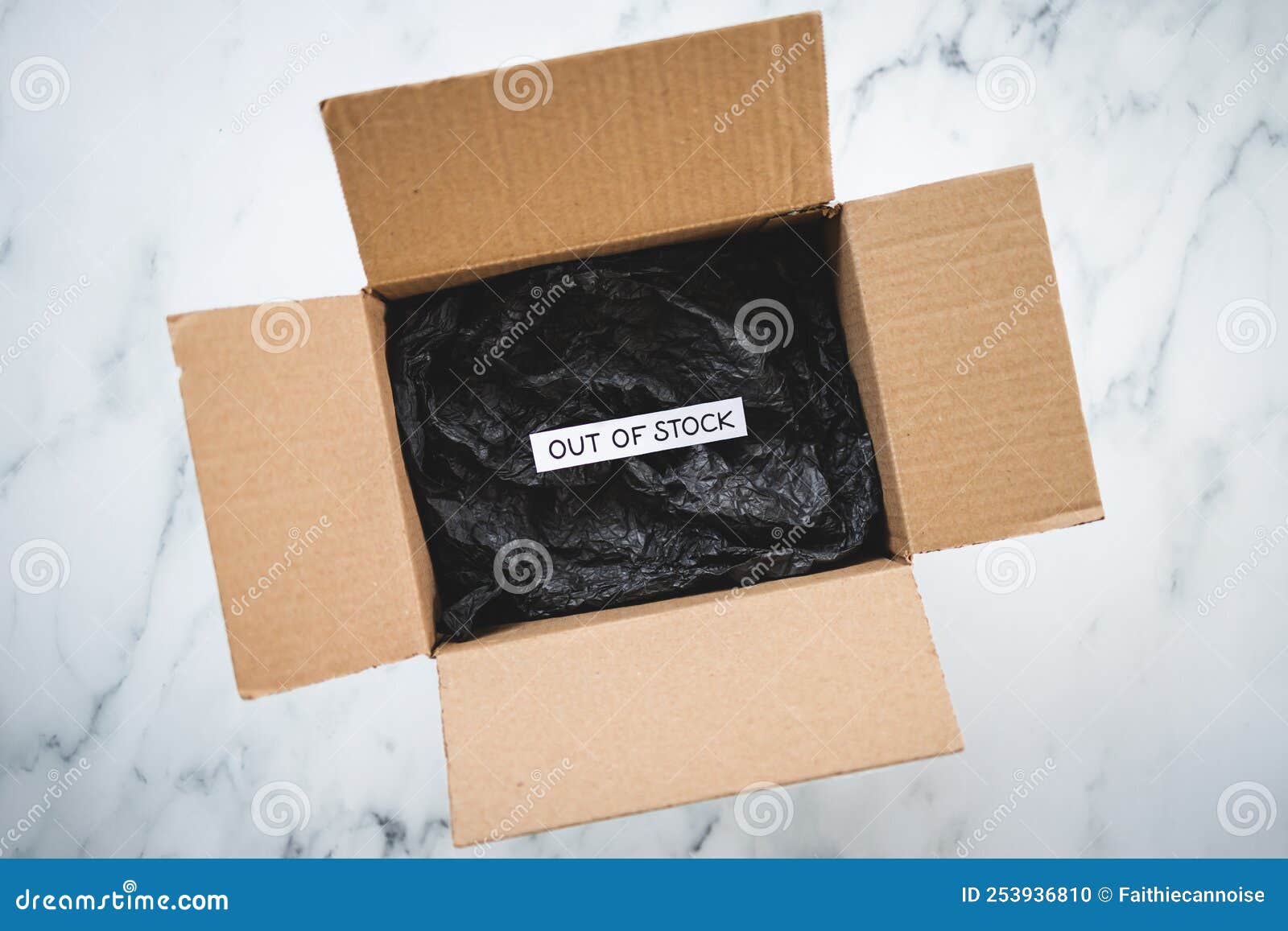 Out of Stock Text Inside of Empty Delivery Parcel, Supply Chain ...