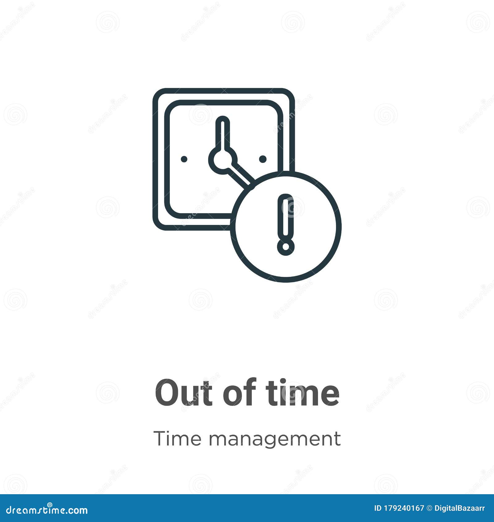 Out of Time Outline Vector Icon. Thin Line Black Out of Time Icon, Flat ...
