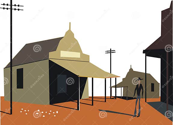Outback Buildings Illustration Stock Vector - Illustration of lamp ...
