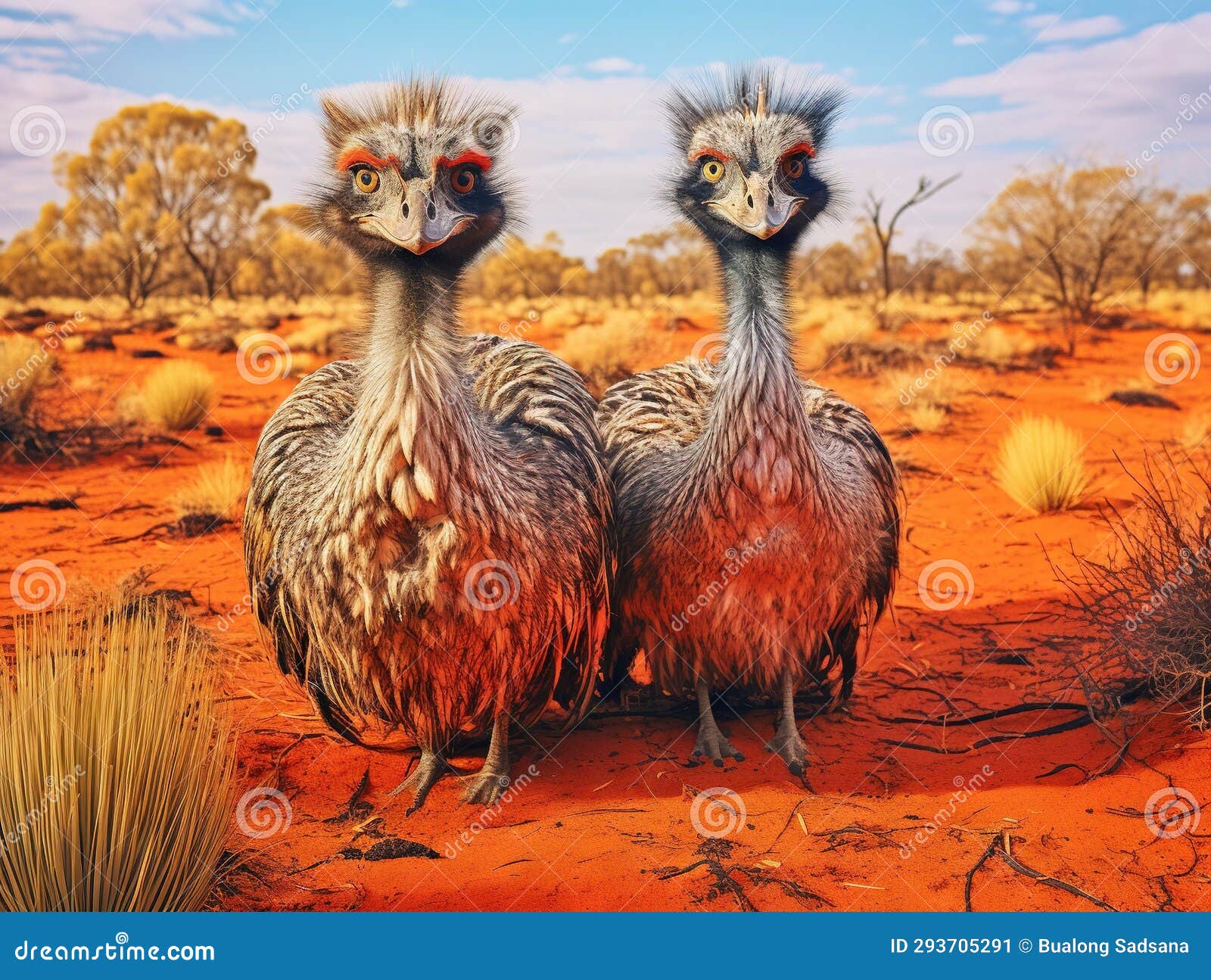 Ai Generated Illustration Wildlife Concept of Outback Emus Stock ...