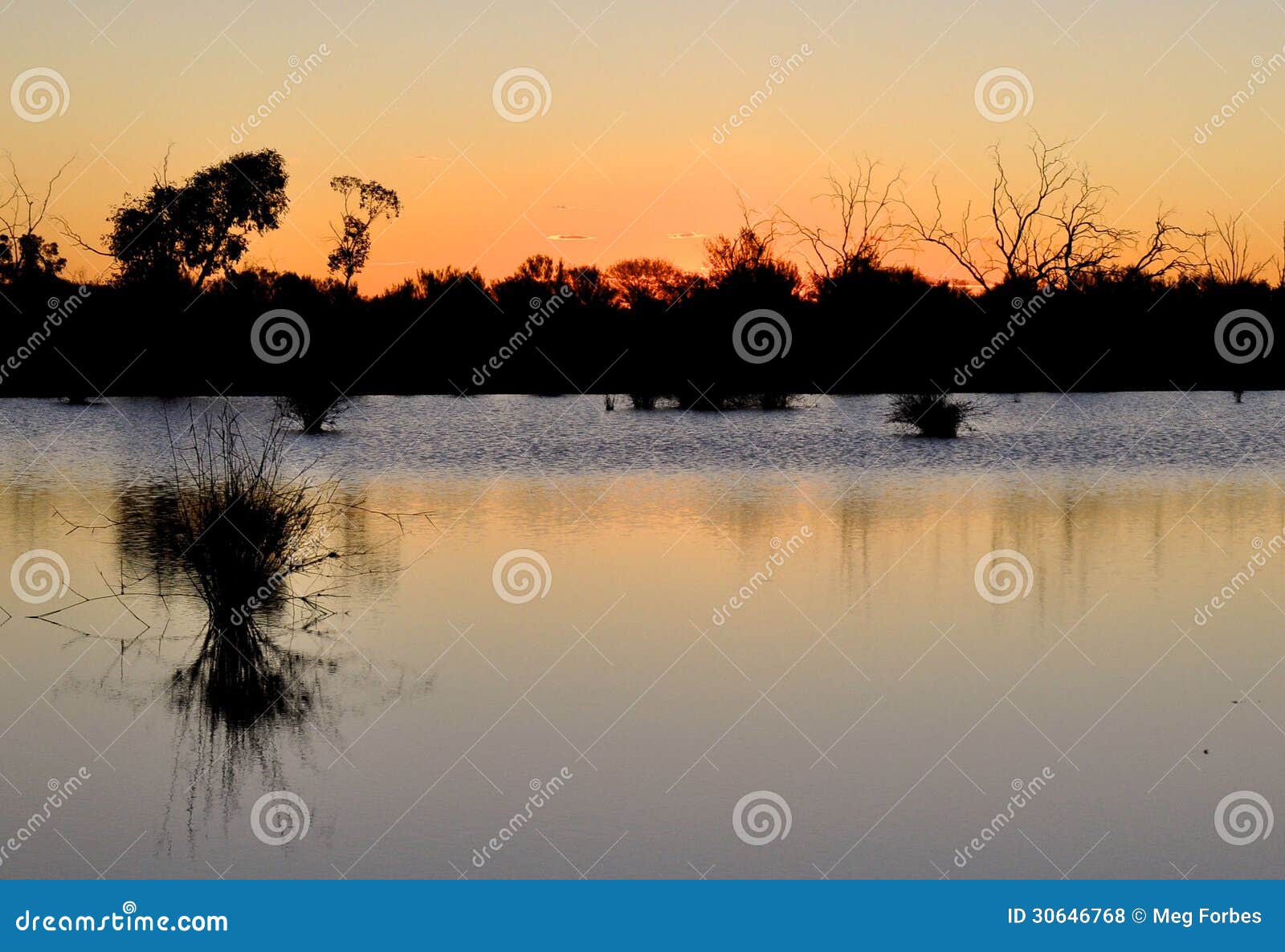Outback sunset stock photo. Image of lake, silhouette - 30646768