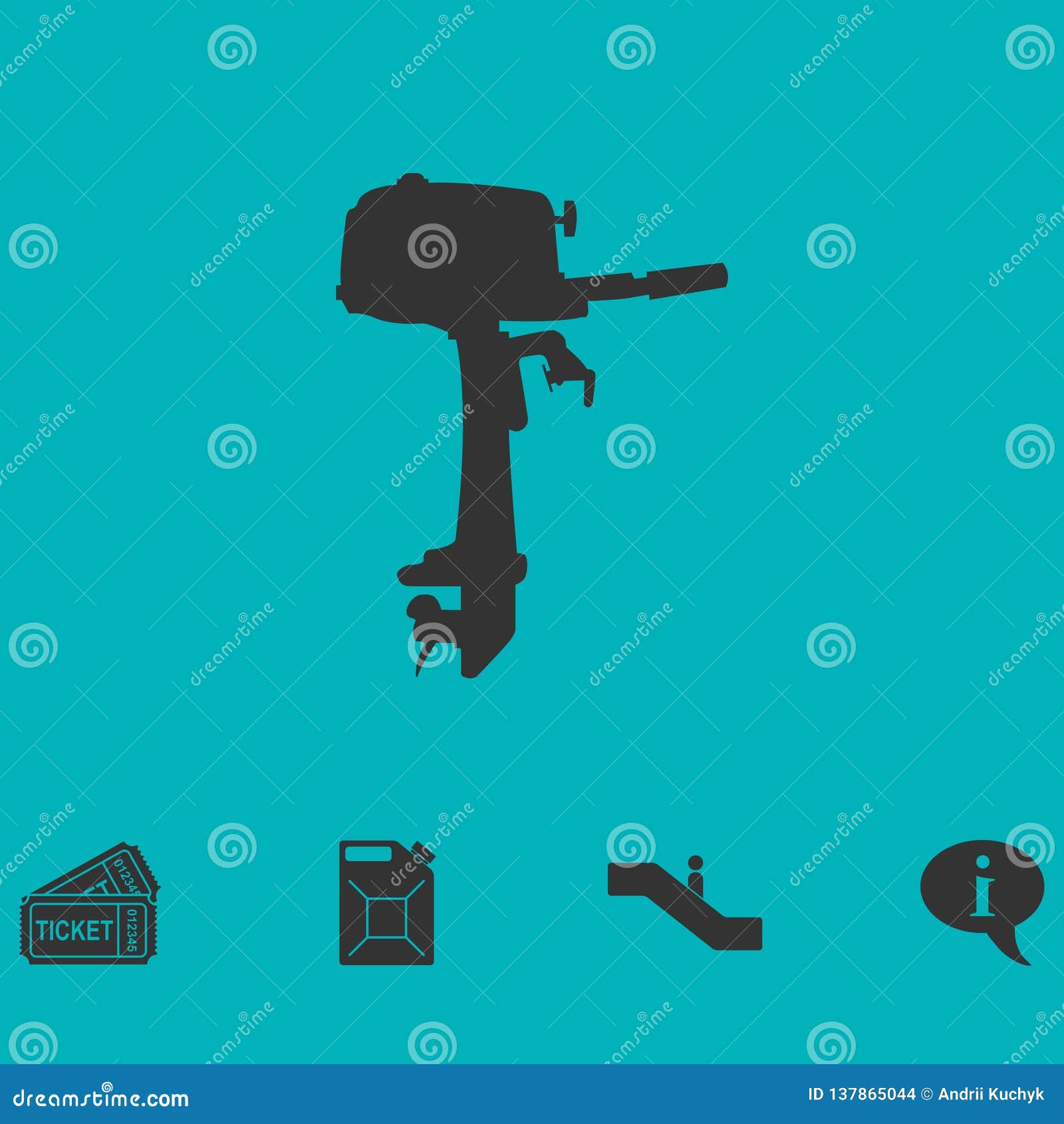Outboard Boat Motor Icon Flat Stock Vector - Illustration of ...