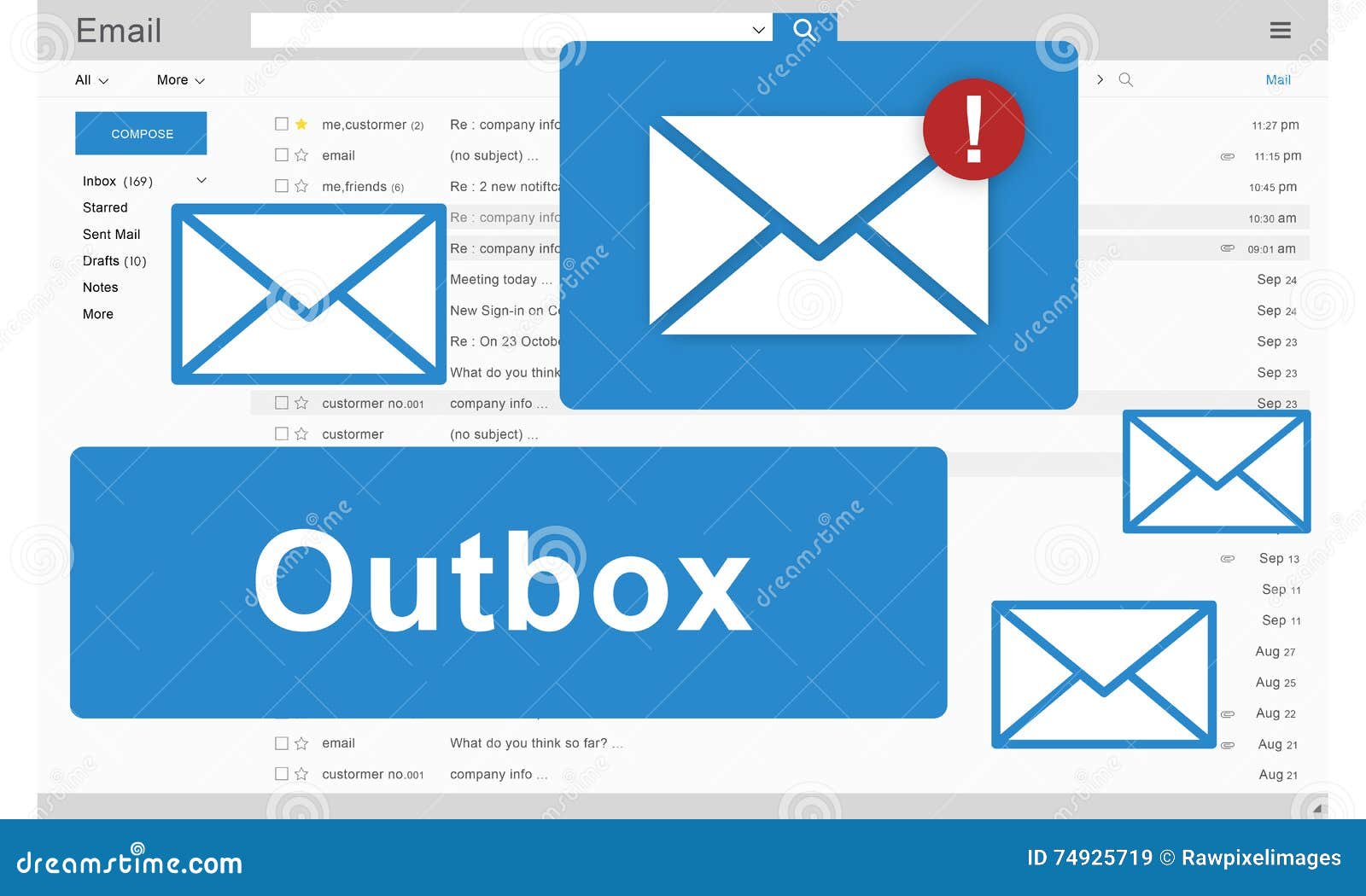 Outbox Business Communication Envelope Mail Concept Stock Illustration ...