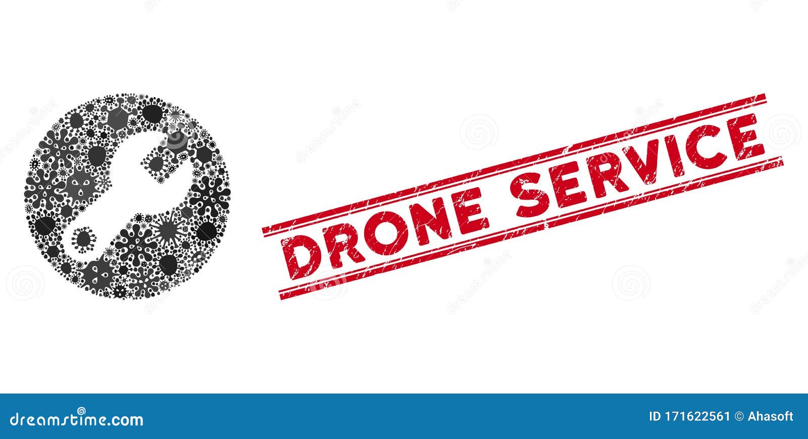 Outbreak Mosaic Wrench Icon and Textured Drone Service Seal with Lines ... Outbreak Mosaic Wrench Icon and Textured Drone Service Seal with Lines ...