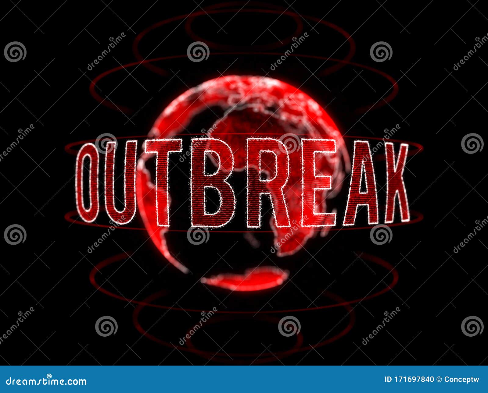 Outbreak Text Word, Earth Globe in Background Out of Focus Depth of ...