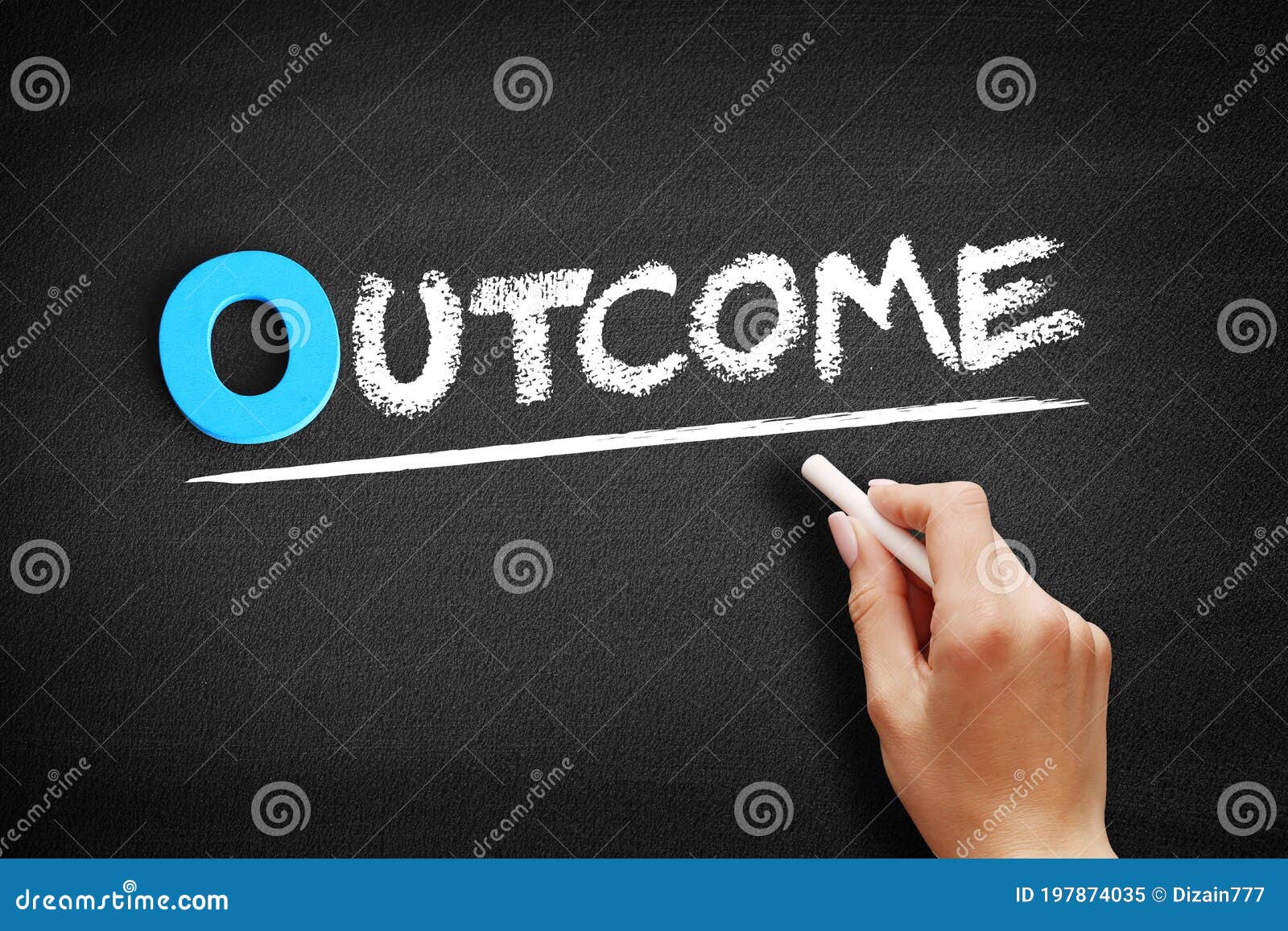 Outcome text on blackboard stock image. Image of improvement - 197874035