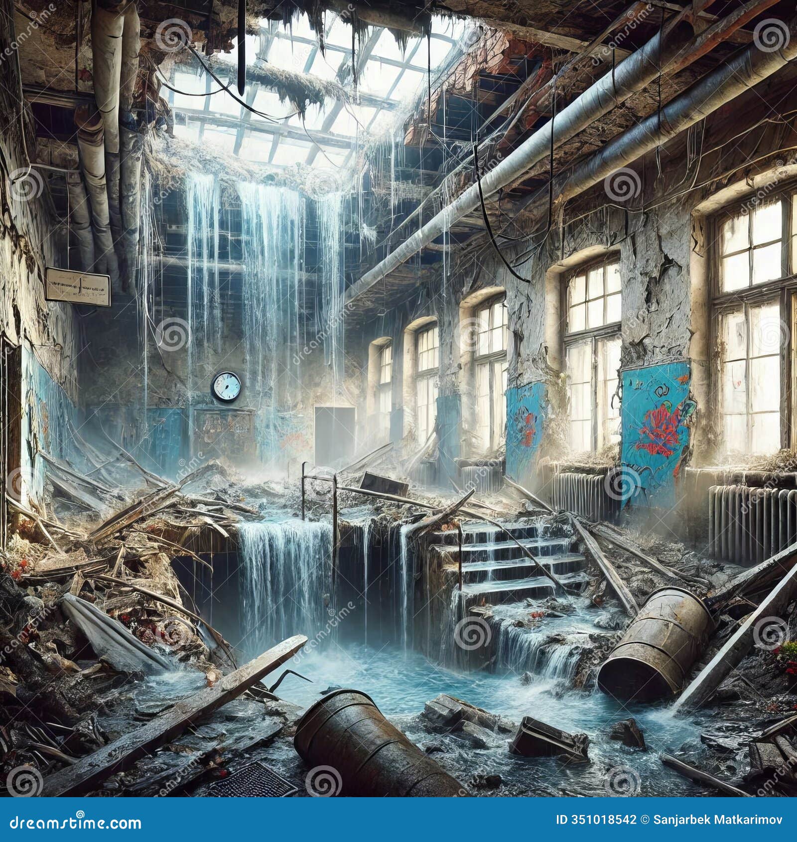 Outdated Infrastructure A School With Crumbling Walls And Leakin Stock ...