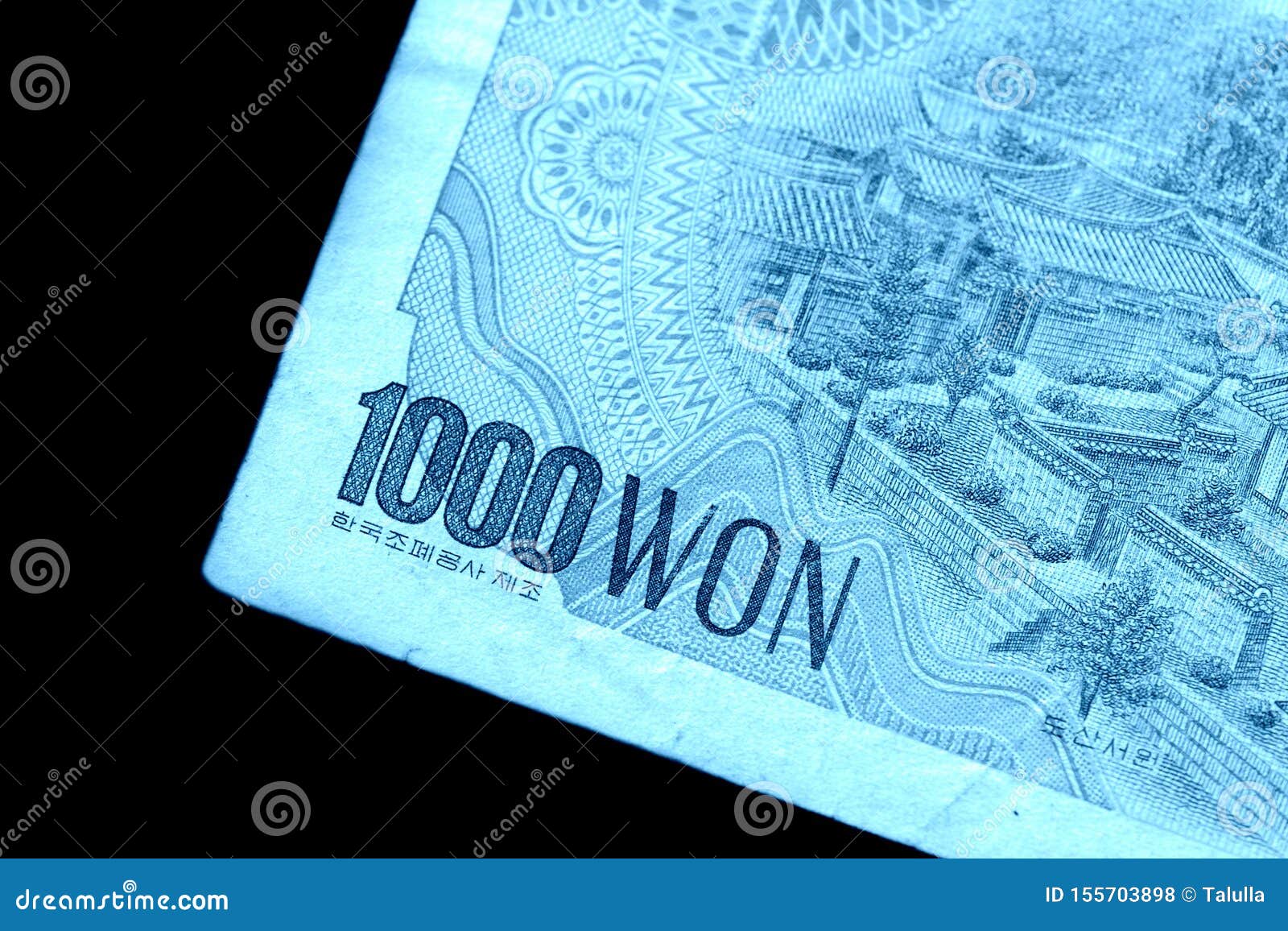Outdated 1000 Korean Won Note of 1983 Issued Blue Color Toned Stock ...