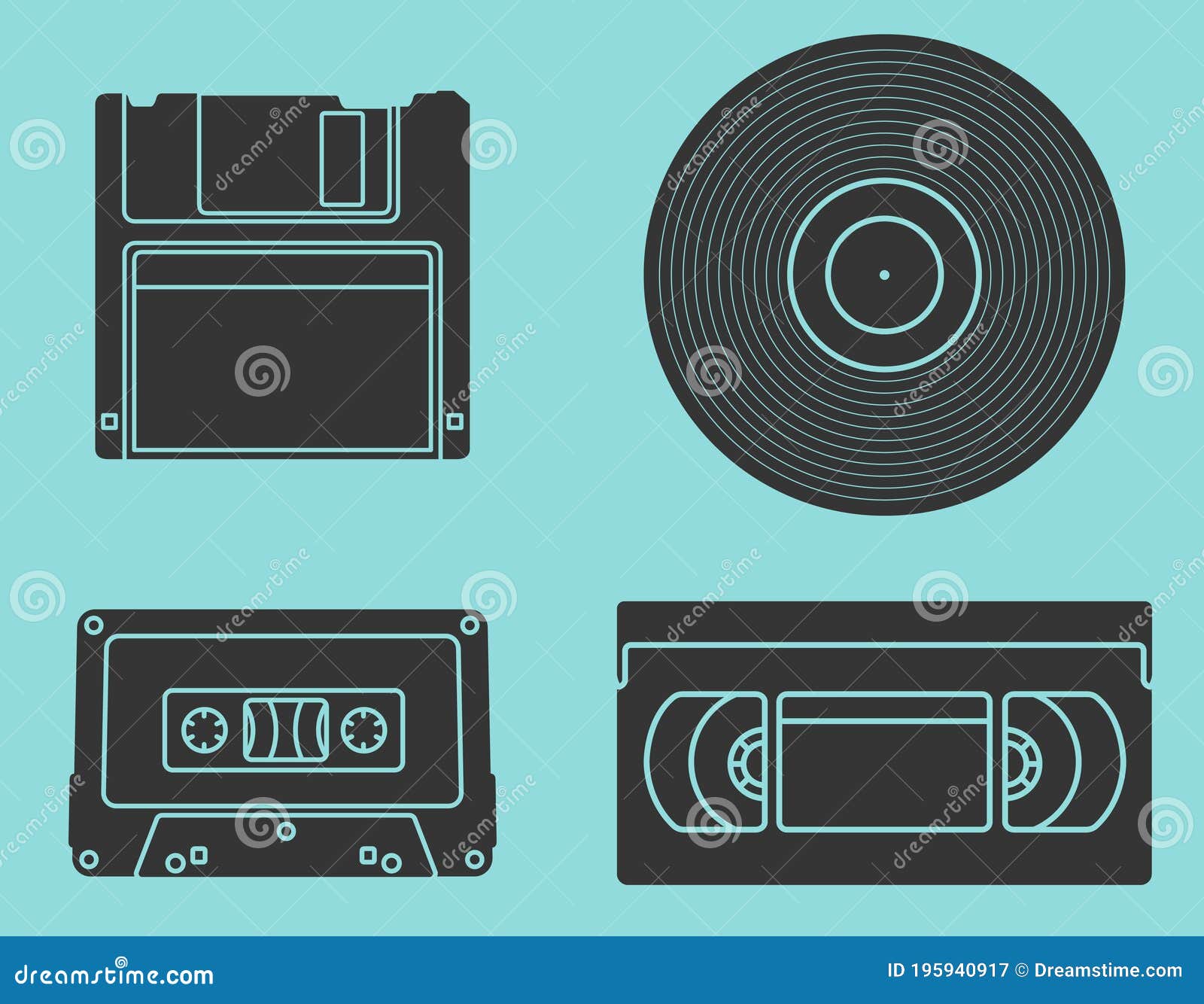 Outdated Technologies in Glyph Style. Stock Vector - Illustration of ...