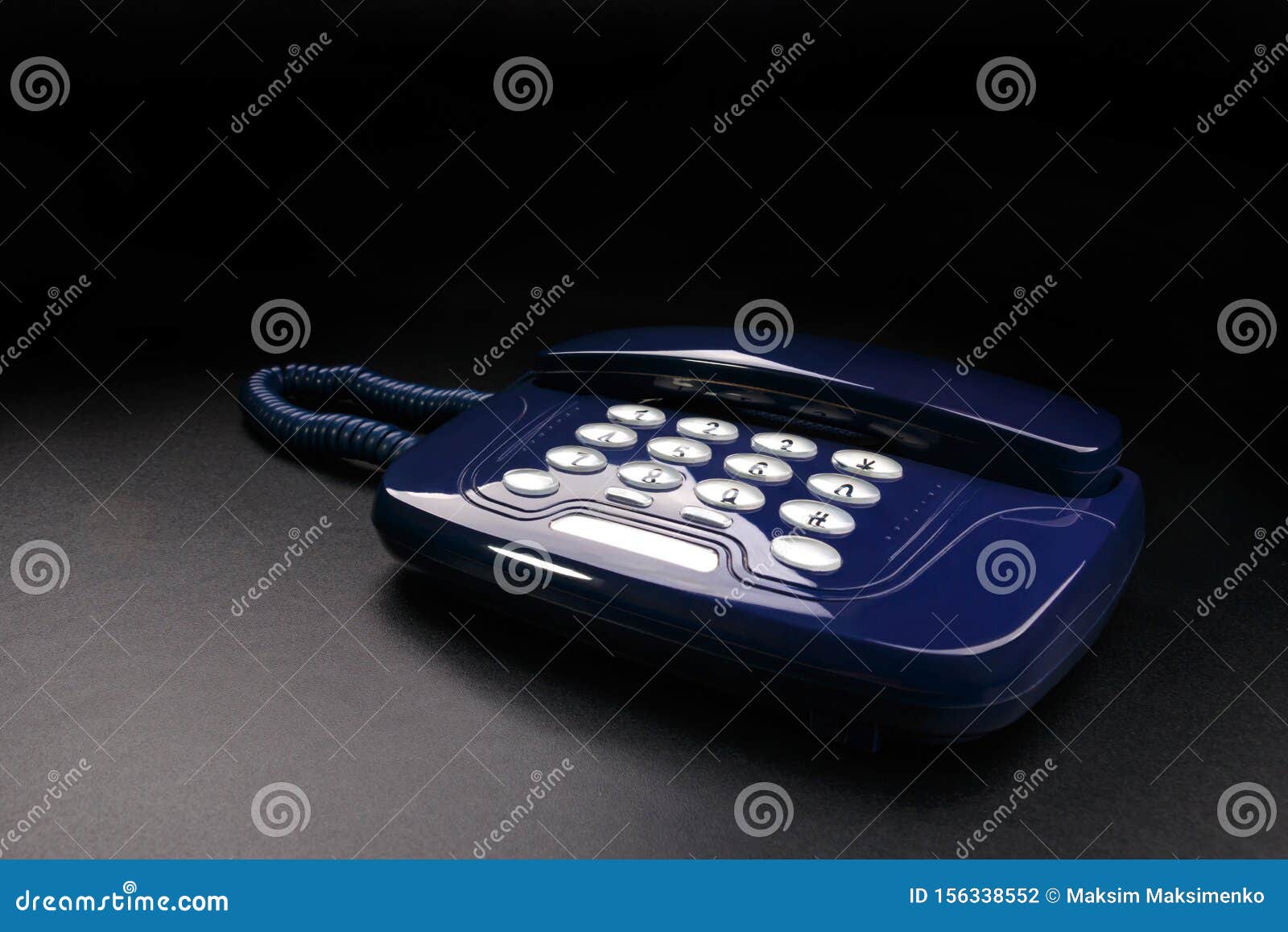 Outdated Telephone with Push Buttons on Black Background Stock Photo ...