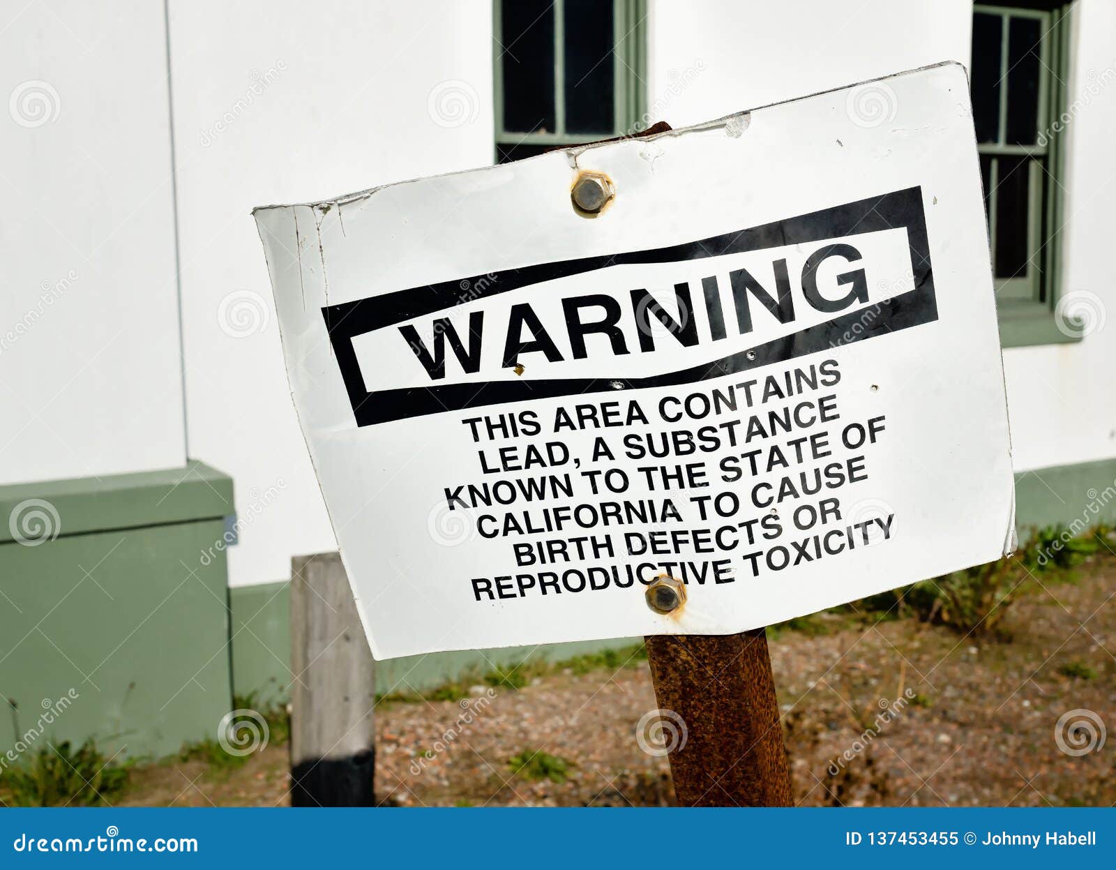 Outdated Warning Sign is Bent and Rusty Stock Image - Image of ...