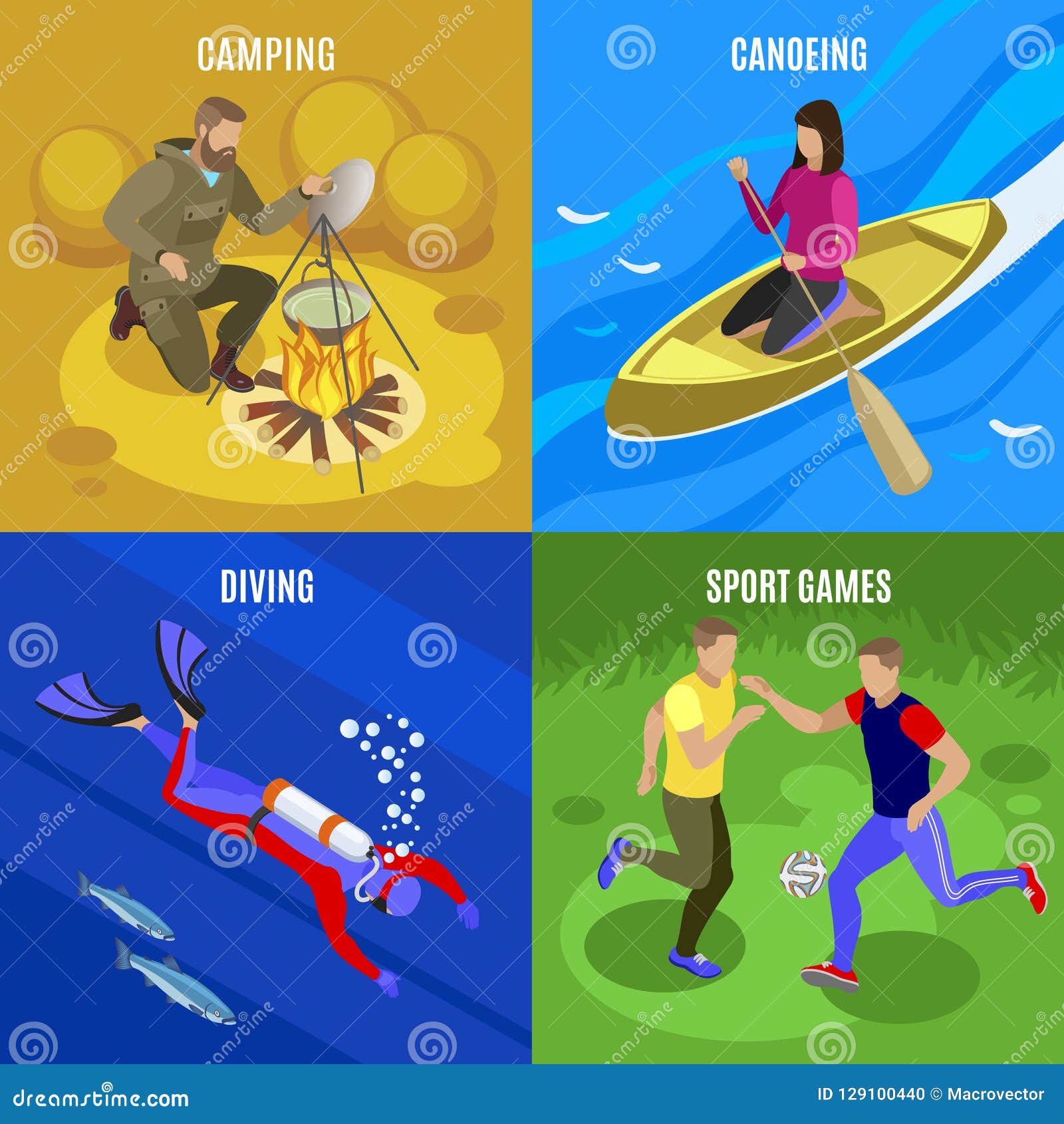 Outdoor Activities Concept Icons Set Stock Vector - Illustration of ...