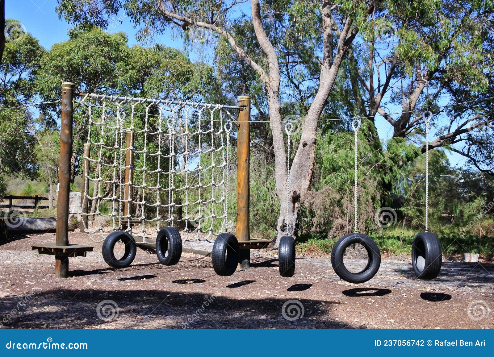 Outdoor Adventure Treetop Crossing Obstacles Course Stock Photo - Image ...