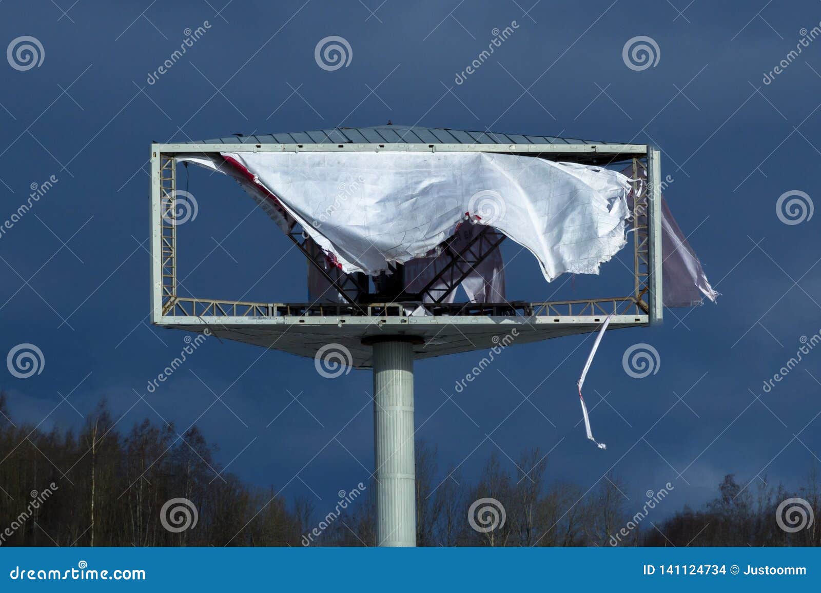 Outdoor Advertising Banner Torn by the Wind Stock Photo - Image of ...