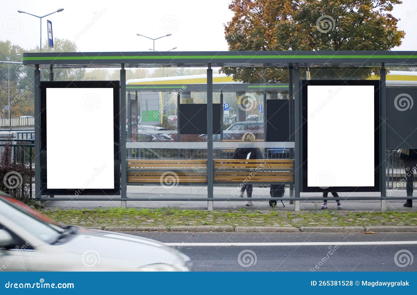 Outdoor Advertising Billboard at the Tram Stop. Stock Photo - Image of ...