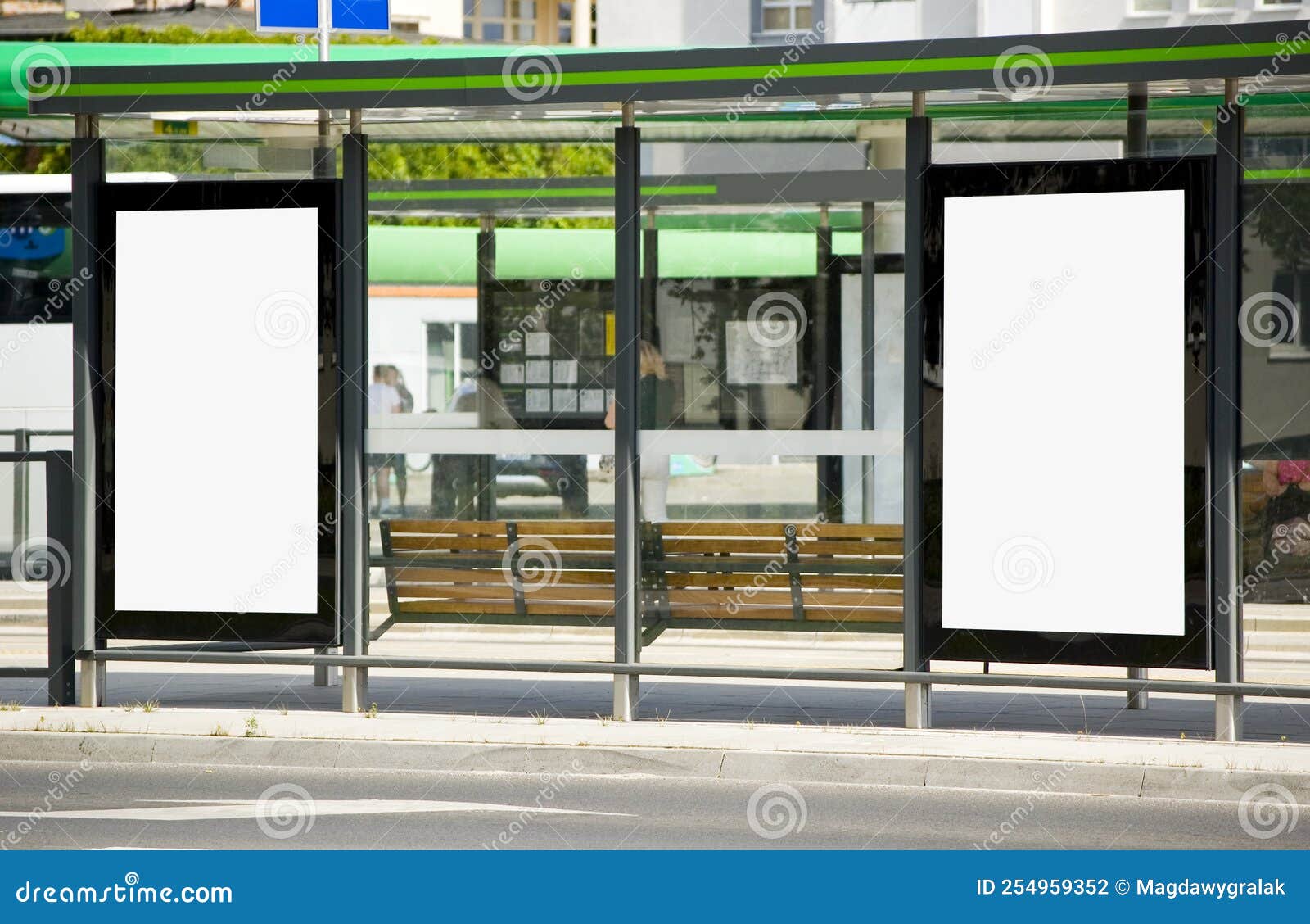 Outdoor Advertising Billboards at the Bus Stop Stock Photo - Image of ...