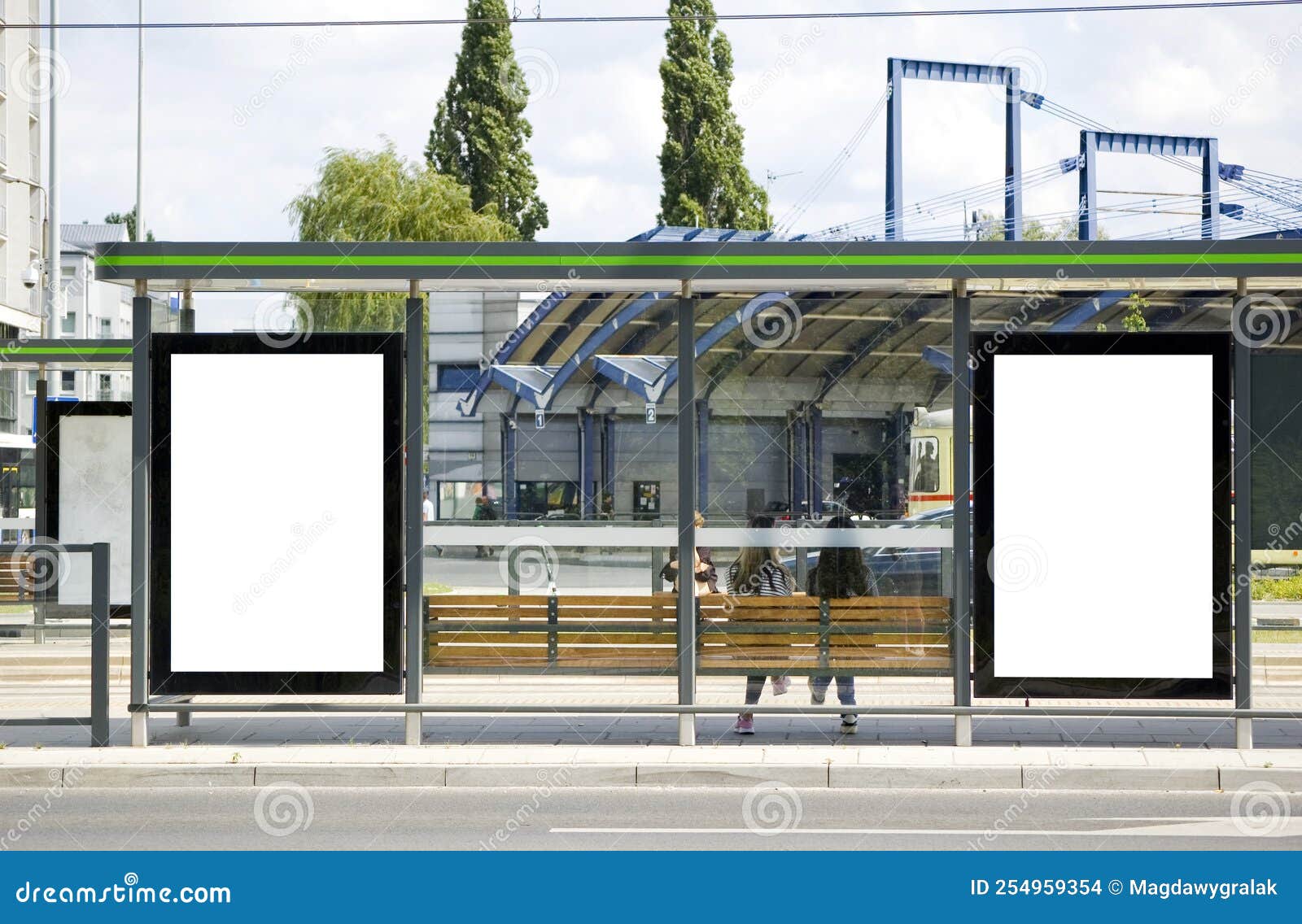 Outdoor Advertising Billboards at the Bus Stop Stock Photo - Image of ...