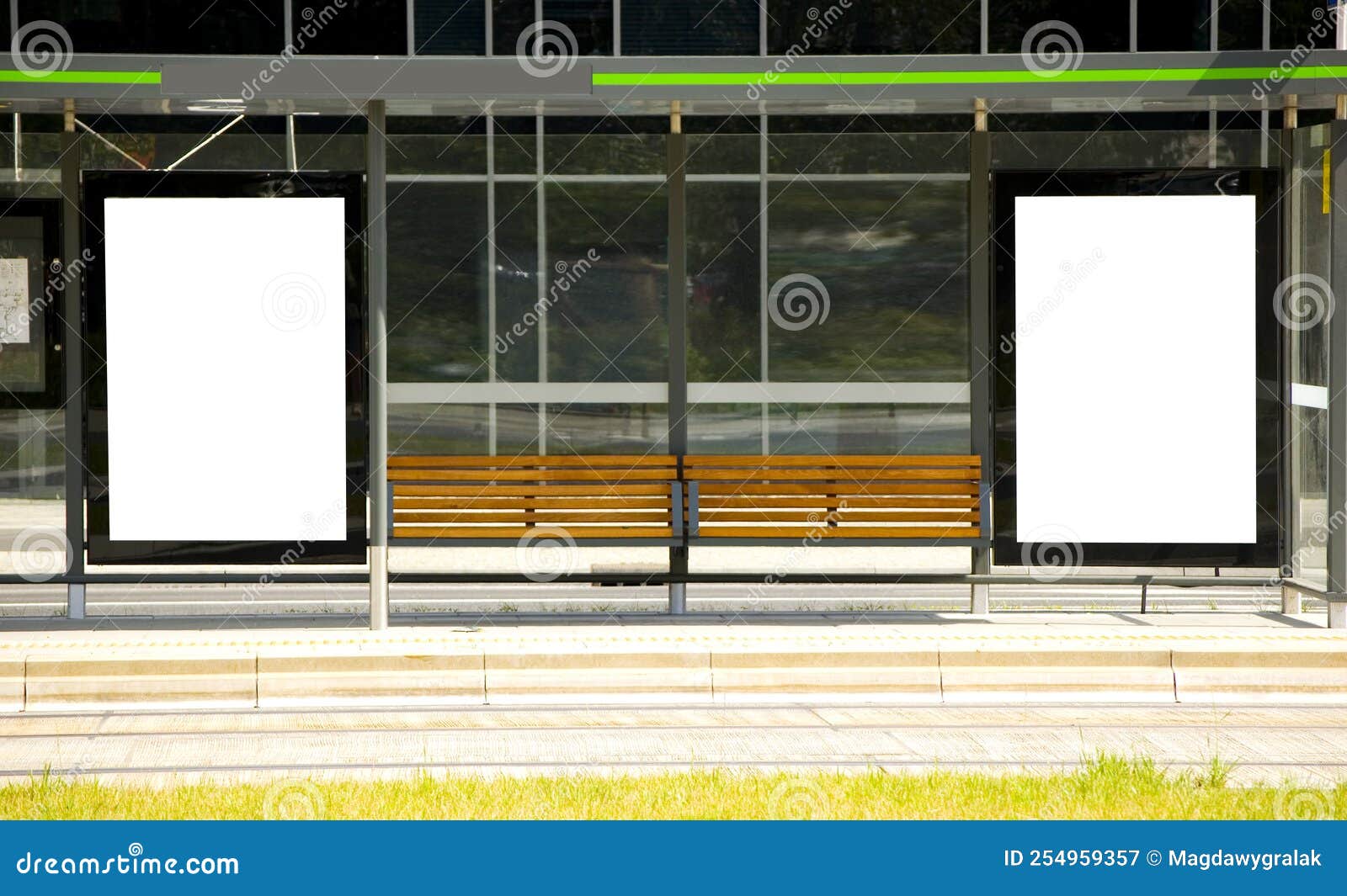 Outdoor Advertising Billboards at the Bus Stop Stock Image - Image of ...