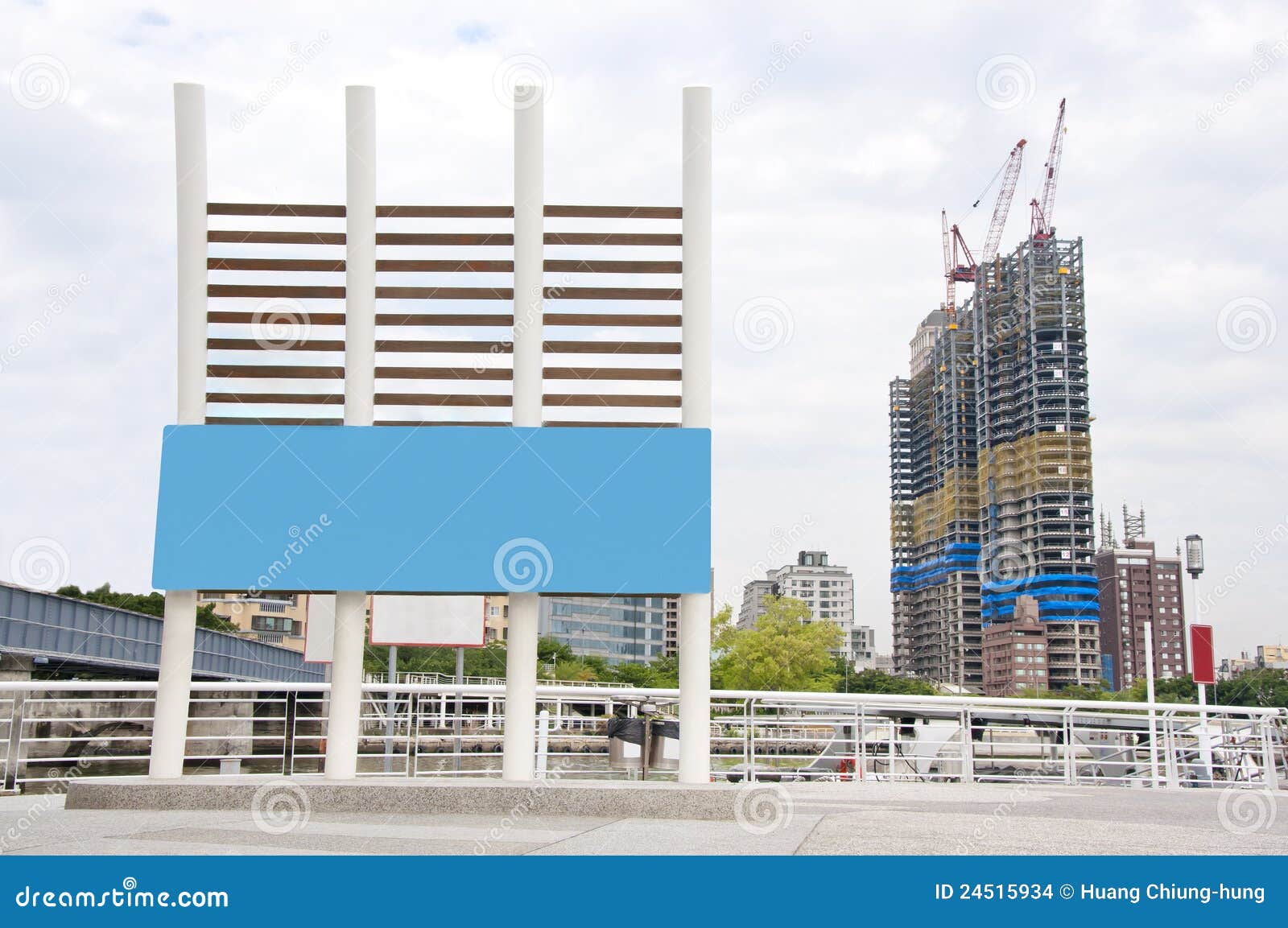 Outdoor Advertising Blue Signs Stock Photo - Image of blue, city: 24515934