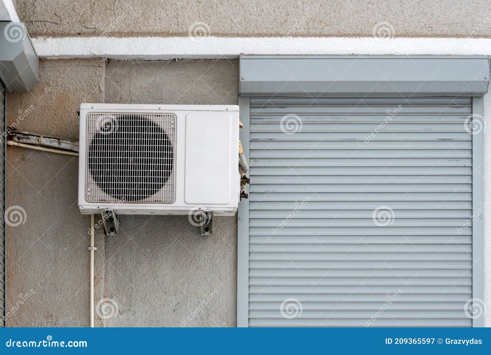 Outdoor Air Conditioning Unit on the House Facade Stock Image - Image ...