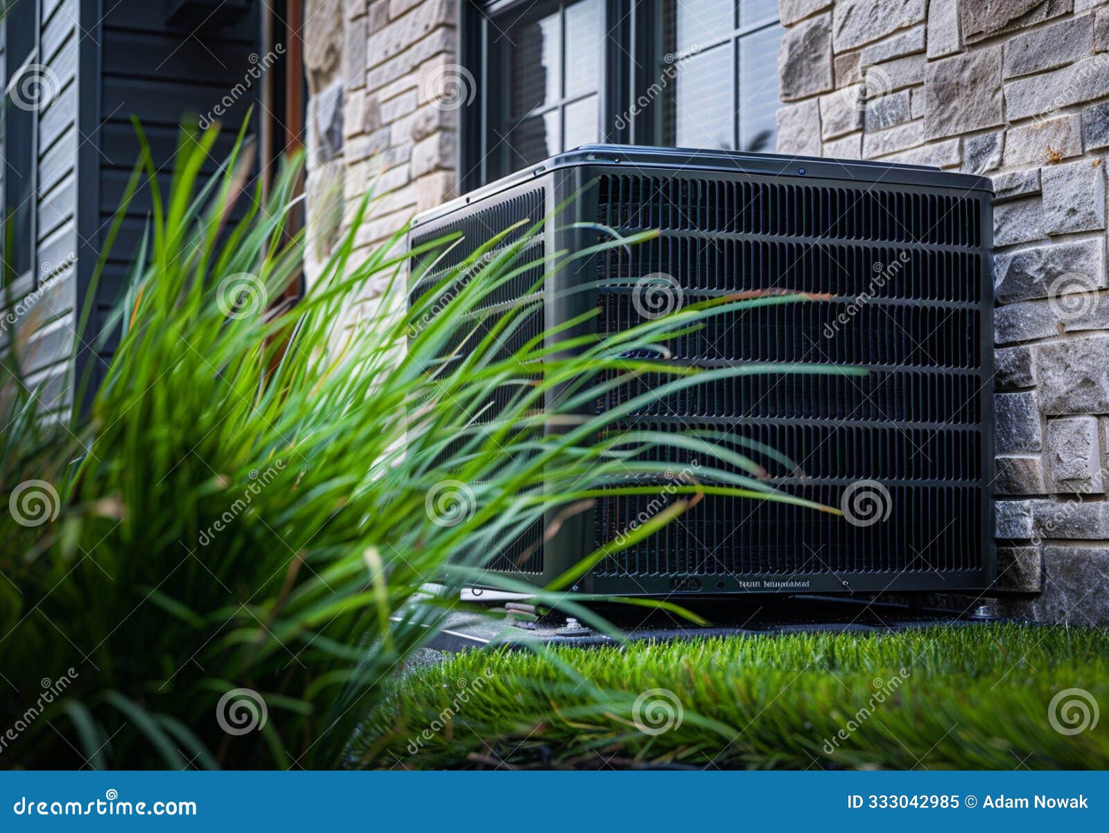 Outdoor Air Conditioning Unit by Stone Wall Stock Illustration ...
