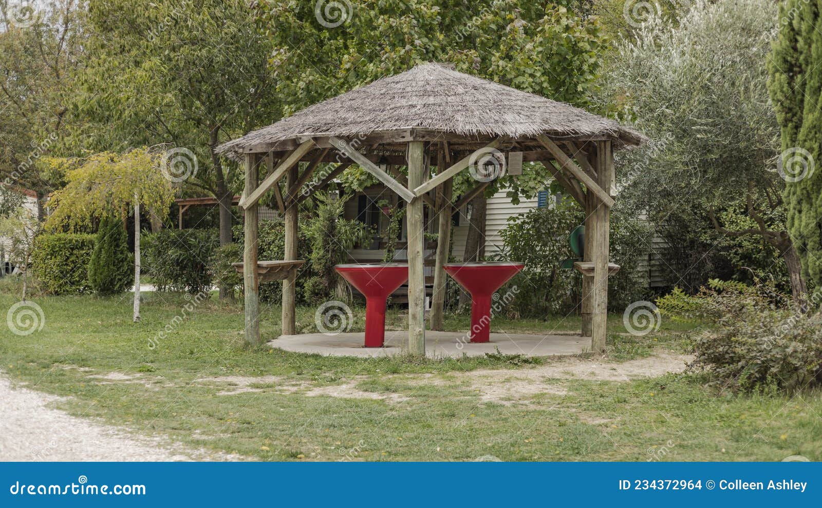 Outdoor Area Under a Grass Roof Stock Photo - Image of tile, outdoors ...