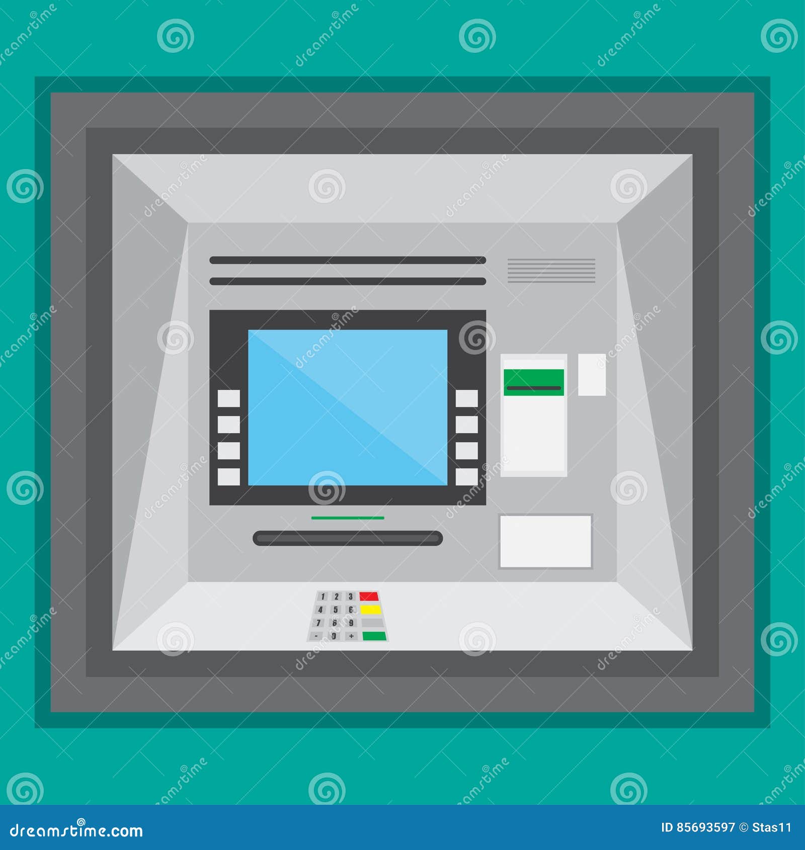 Outdoor ATM Machine in a Flat Design. Vector Illustration EPS10 Stock ...