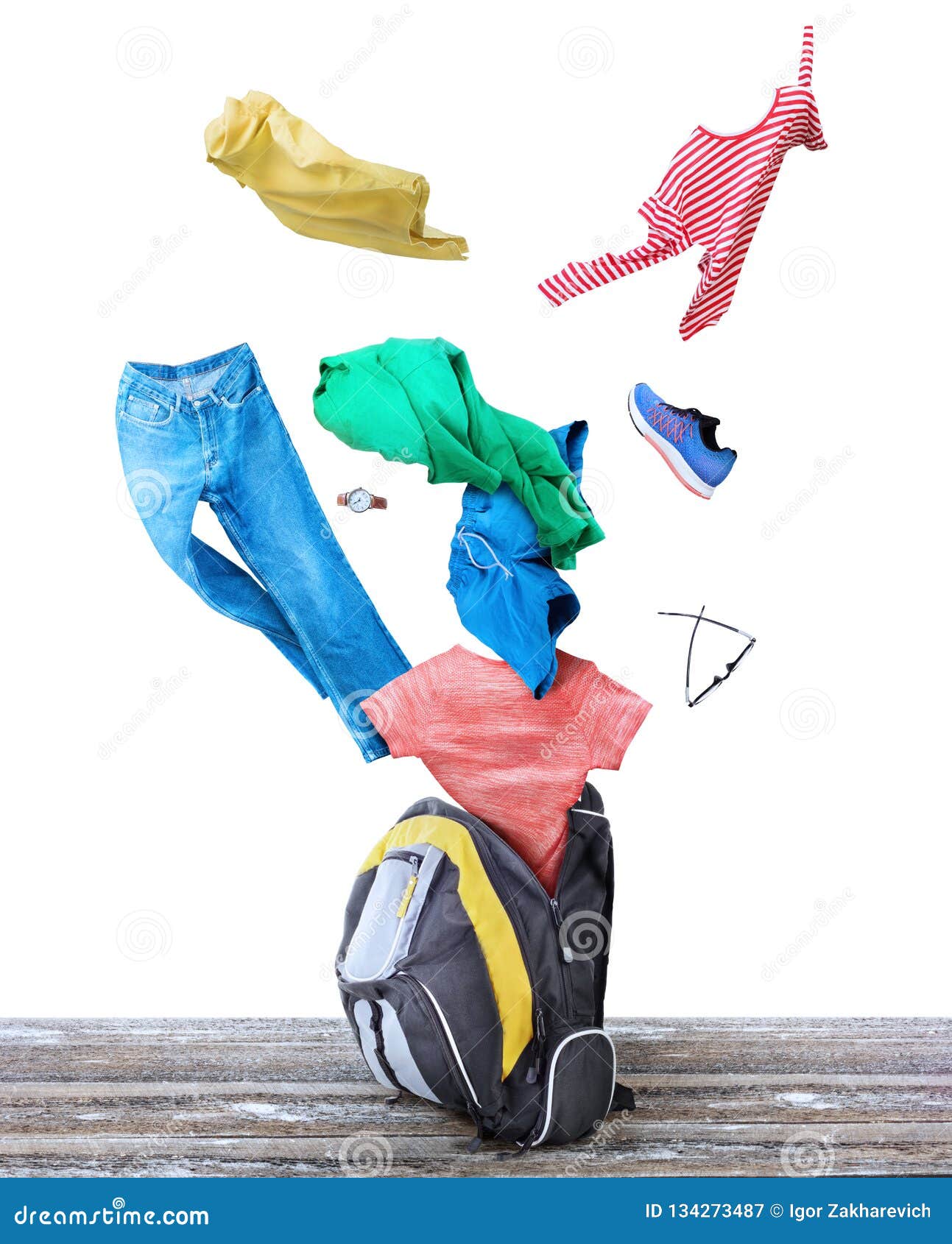 Outdoor Backpack with Clothes Stock Image - Image of shirt, dream ...