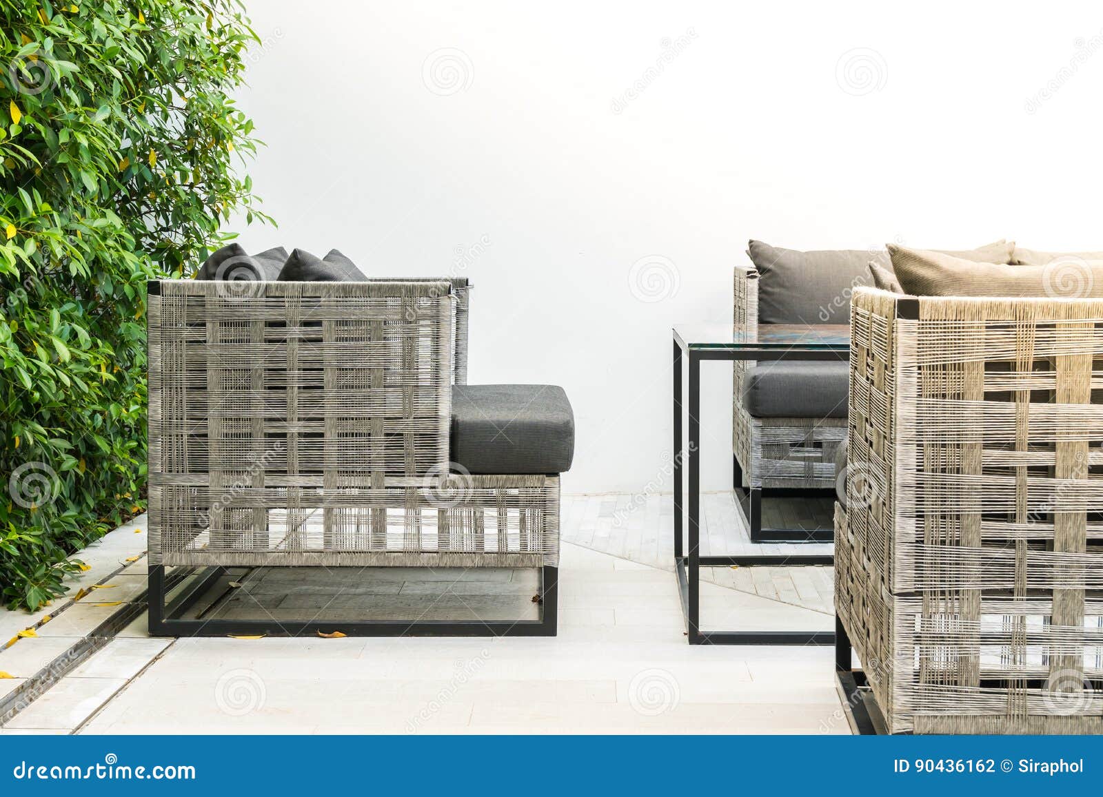 Outdoor Balcony with Sofa Chair Stock Photo - Image of garden, terrace ...