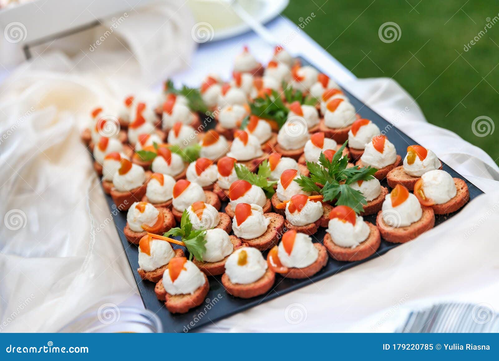 Outdoor Banquet Table with Many Snacks and Delicacies Stock Image ...