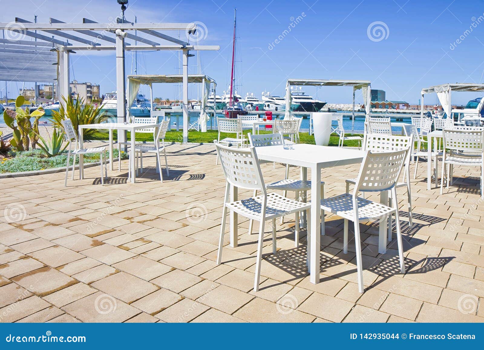 Outdoor Bar in a Italian Harbor Stock Photo - Image of italy, view ...