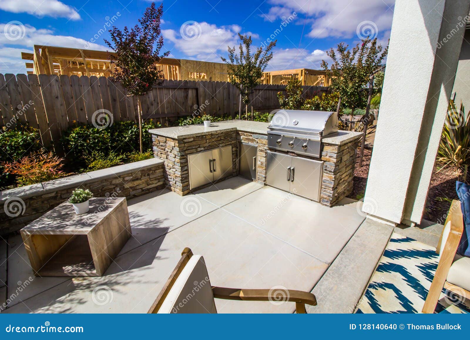 Outdoor BBQ Area in Rear Yard Stock Photo - Image of metal, outdoor ...