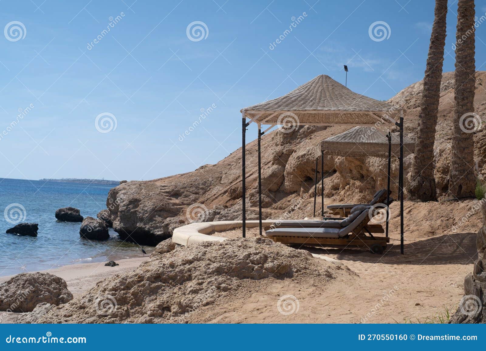 Outdoor beach huts stock photo. Image of house, water - 270550160